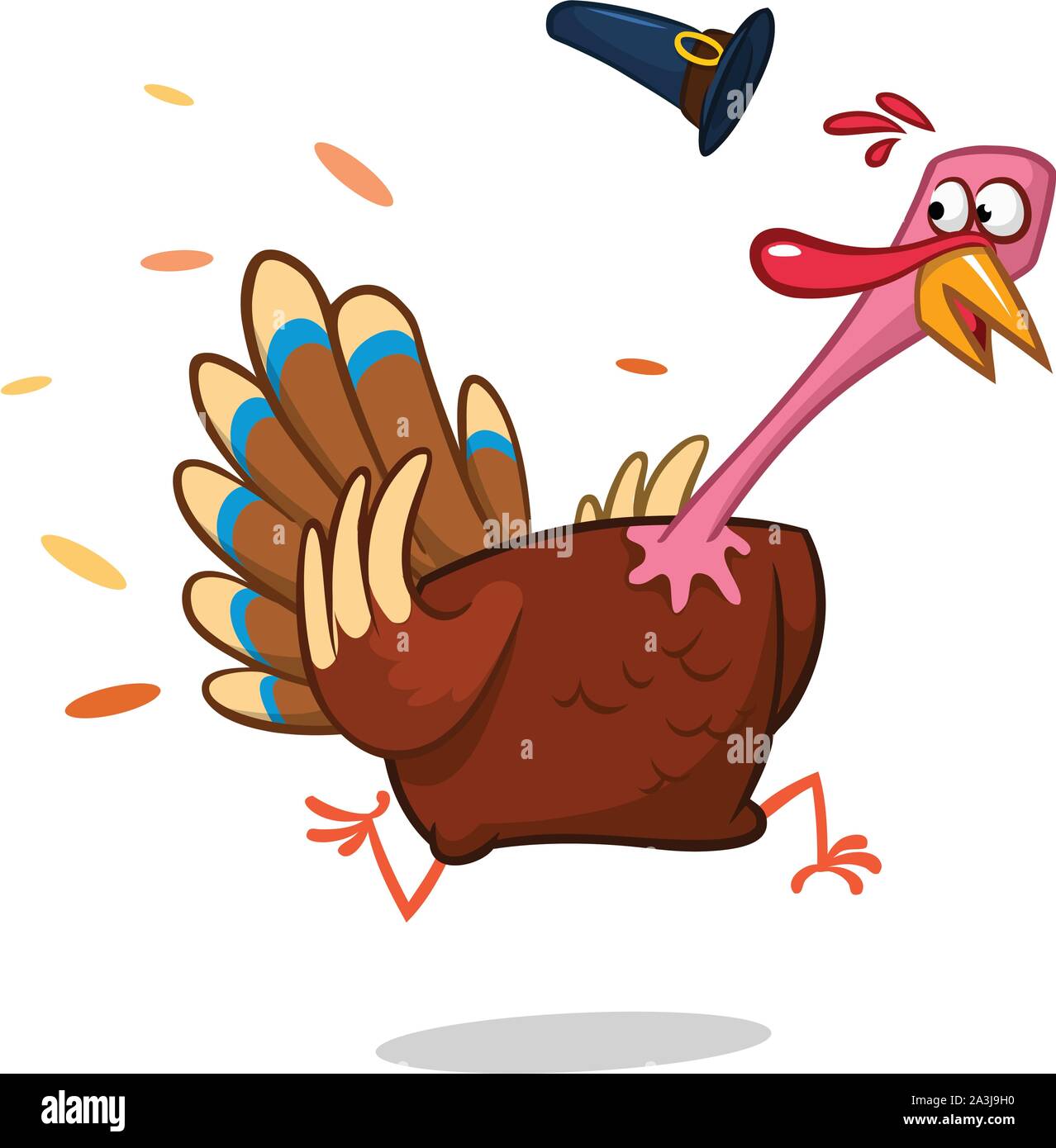 Turkey Escape Cartoon Mascot Character. Vector Illustration Isolated on ...