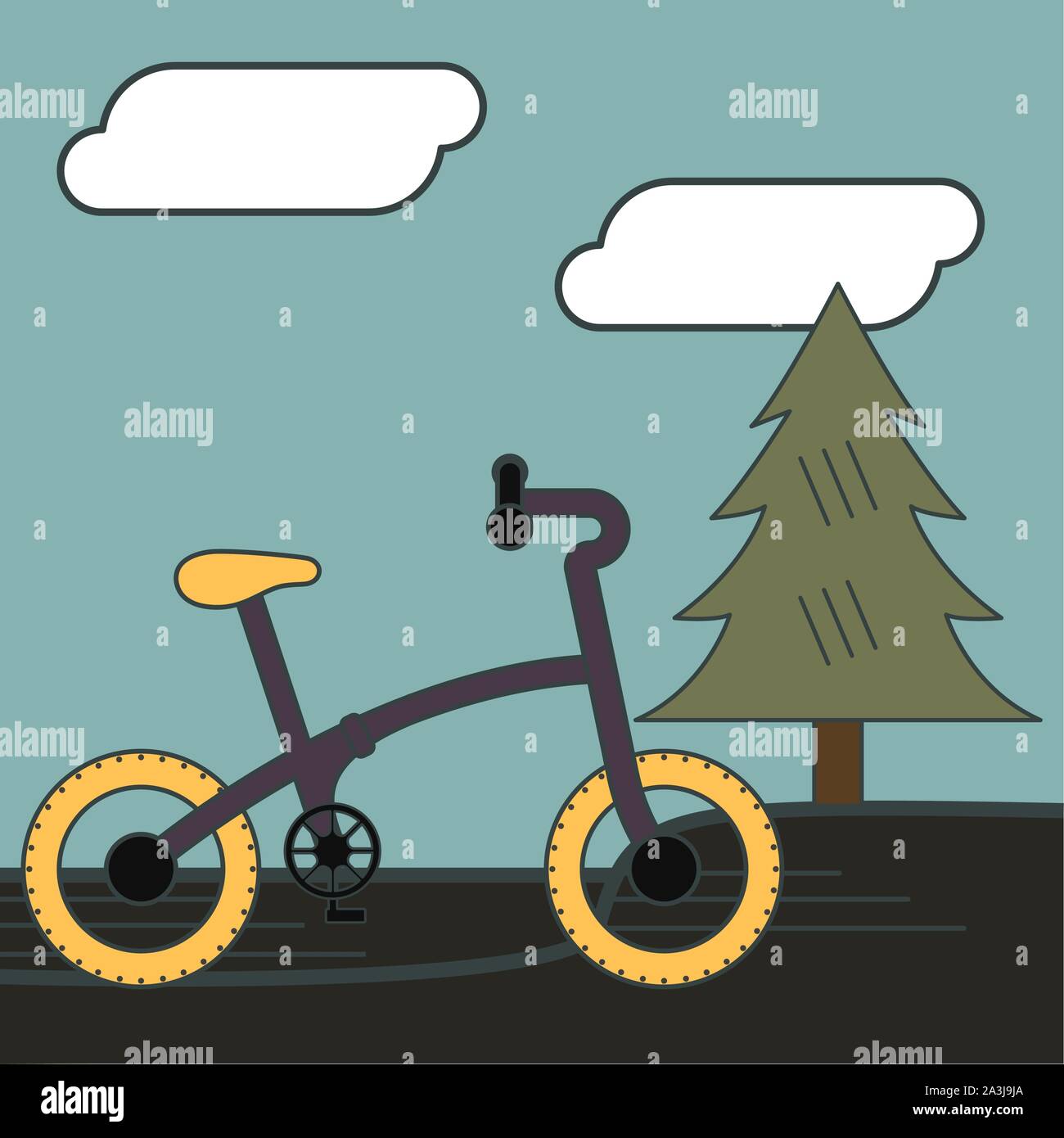 Bicycle over a natural landscape - Vector illustration Stock Vector ...