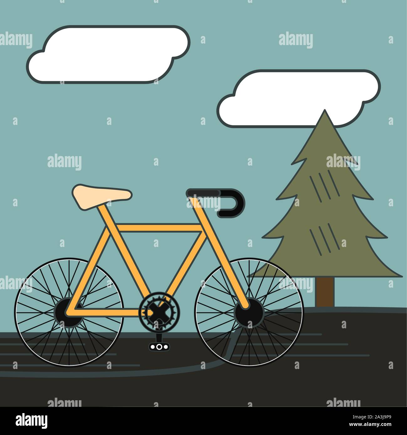 Bicycle over a natural landscape - Vector illustration Stock Vector ...