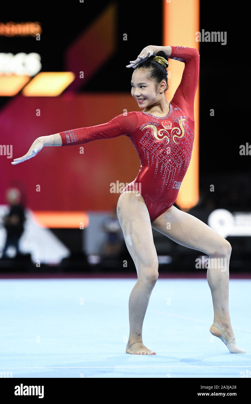 Stuttgart, Germany. 8th Oct, 2019. TANG XIJING from China competes on ...