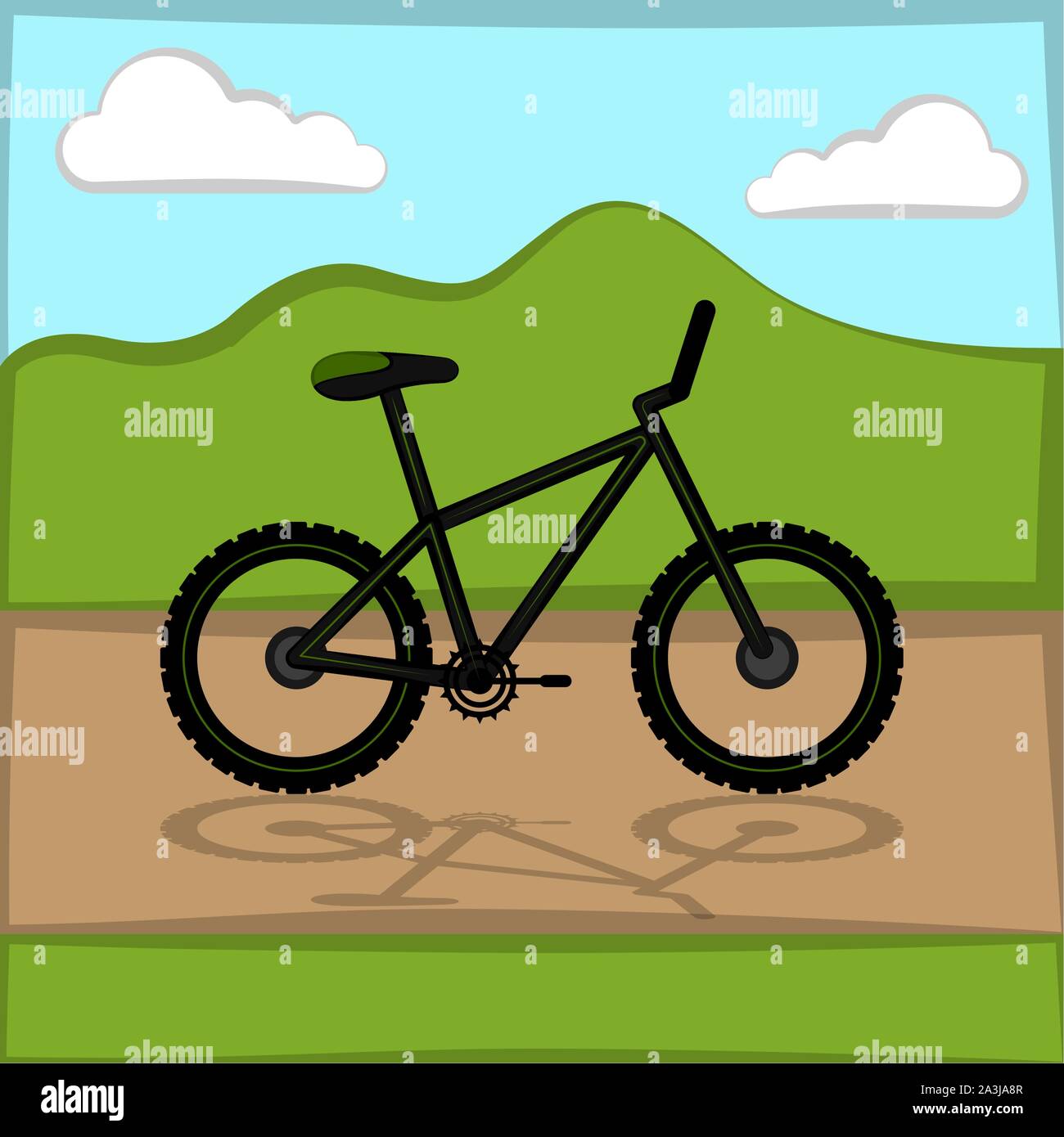 Bicycle over a natural landscape - Vector illustration Stock Vector ...