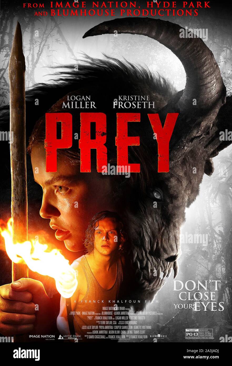 PREY, US poster, from top: Kristine Froseth, Logan Miller, 2019 ...