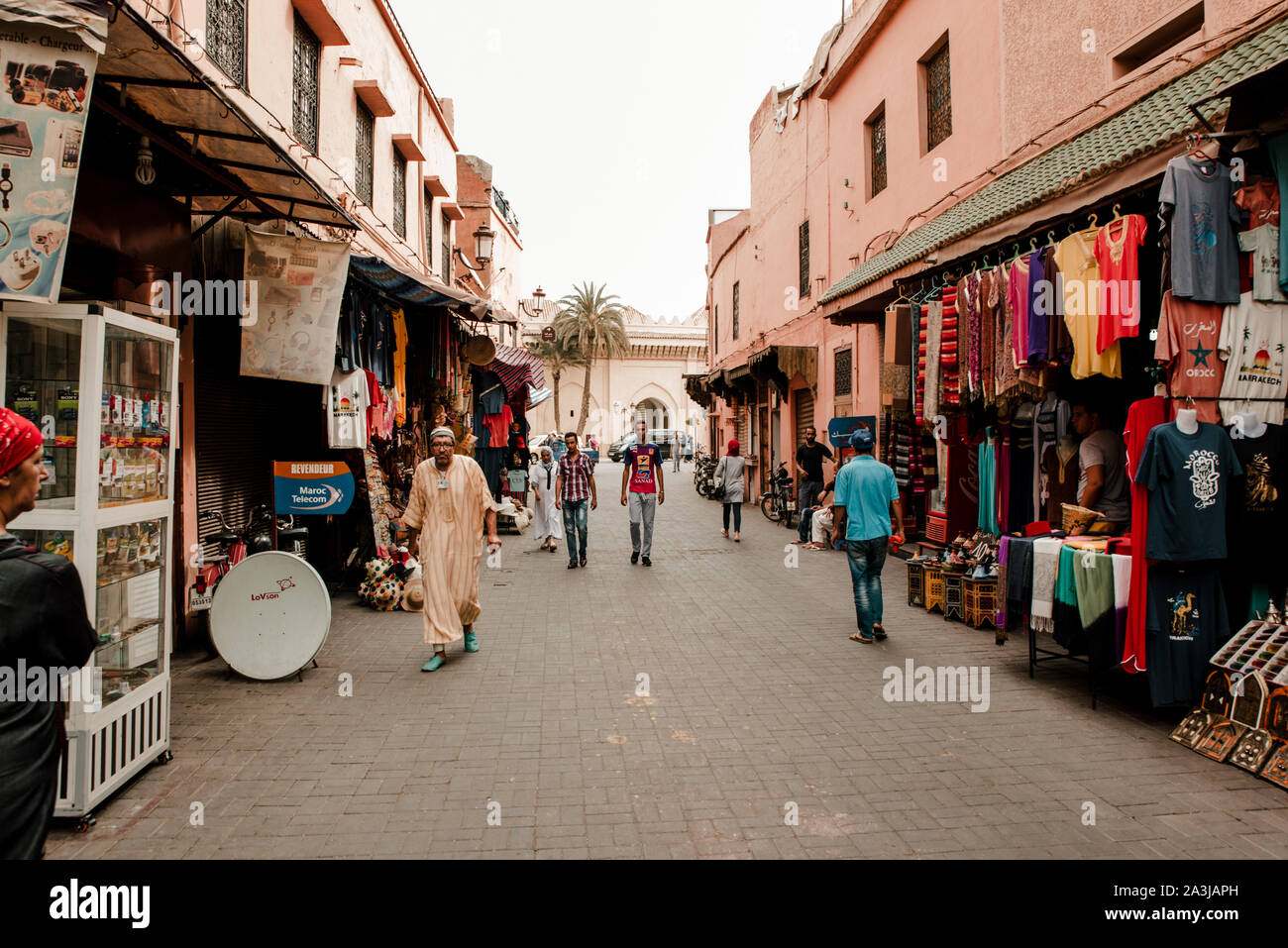 streets and shops of the medina of the city of Marrakech in morocco ...