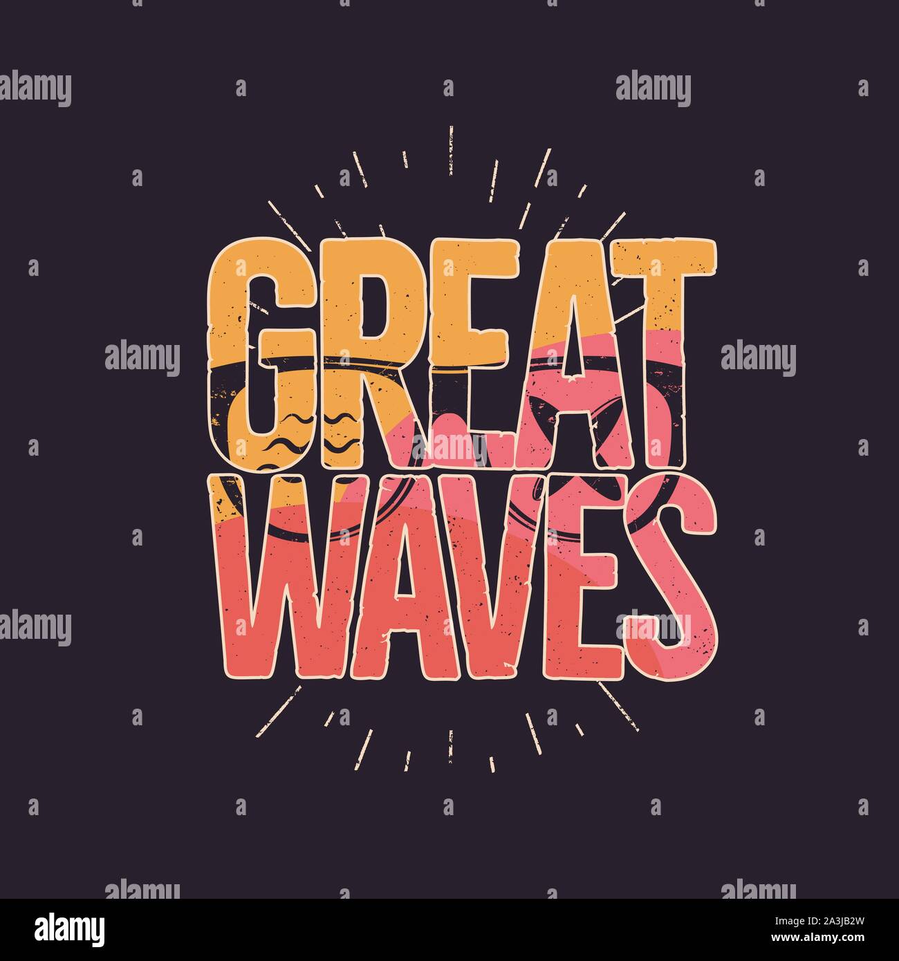 California Great Waves Graphic for T-Shirt, prints. Vintage hand drawn ...