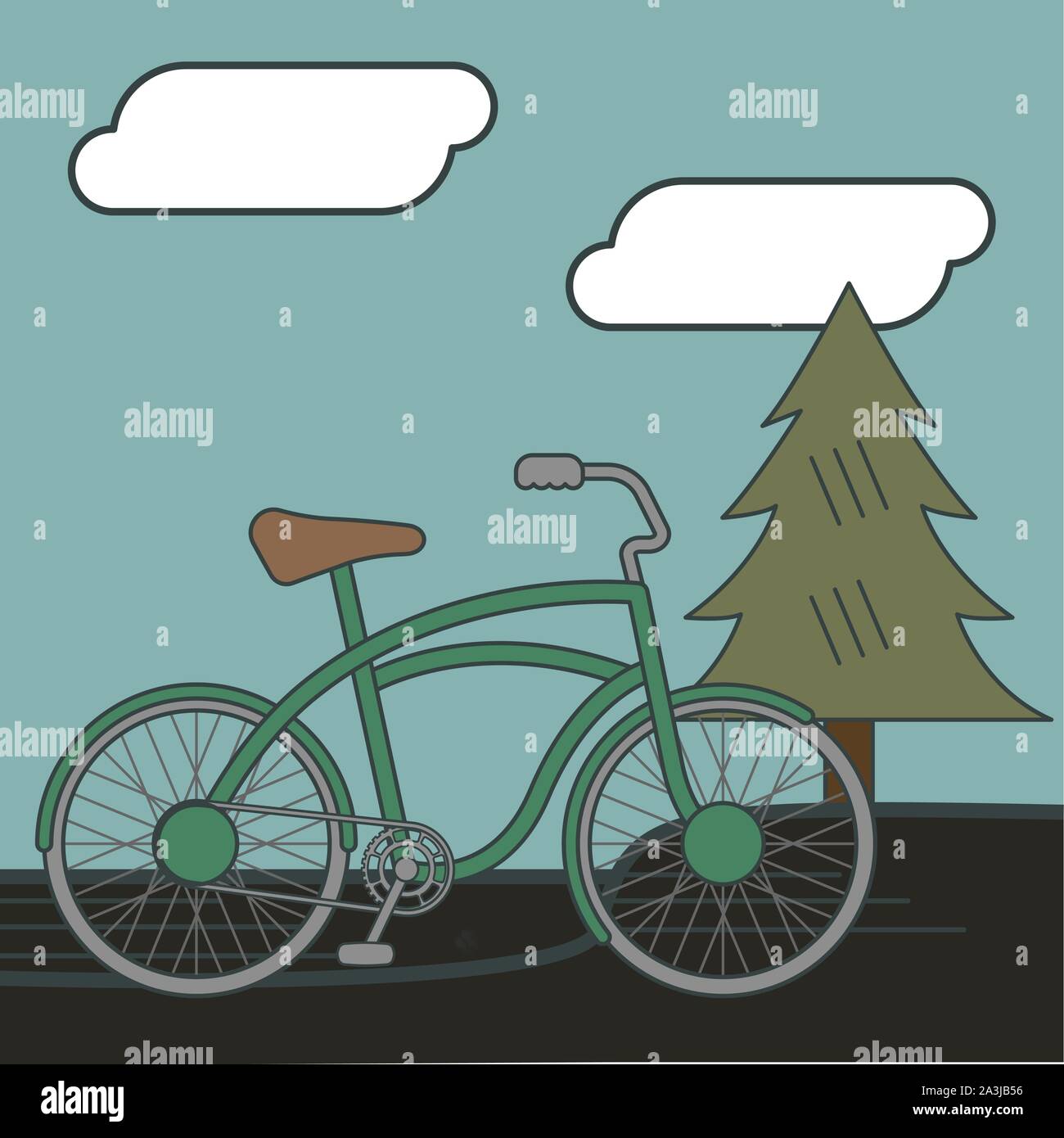 Bicycle over a natural landscape - Vector illustration Stock Vector ...