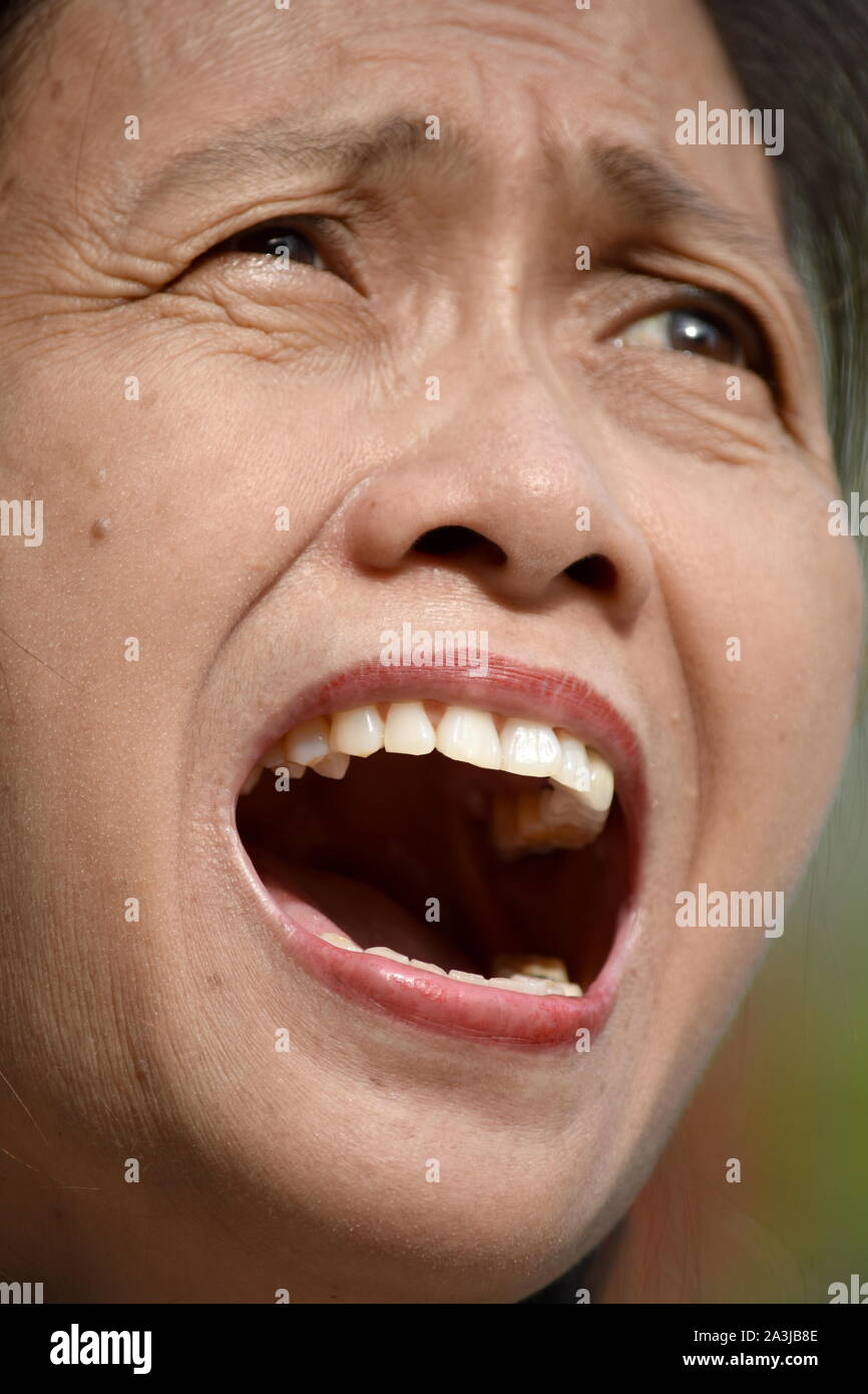 An Adult Female Shouting Stock Photo - Alamy