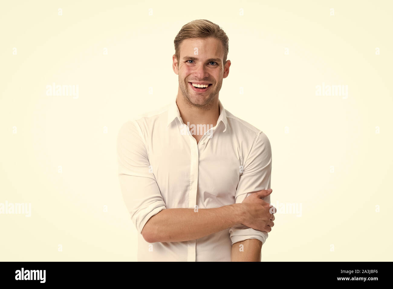 White collar worker. Man well groomed unbuttoned white collar elegant ...