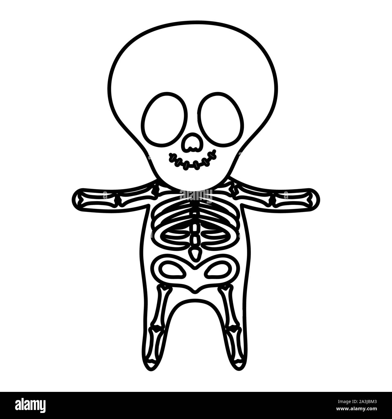 boy skeleton costume trick or treat happy halloween vector illustration ...