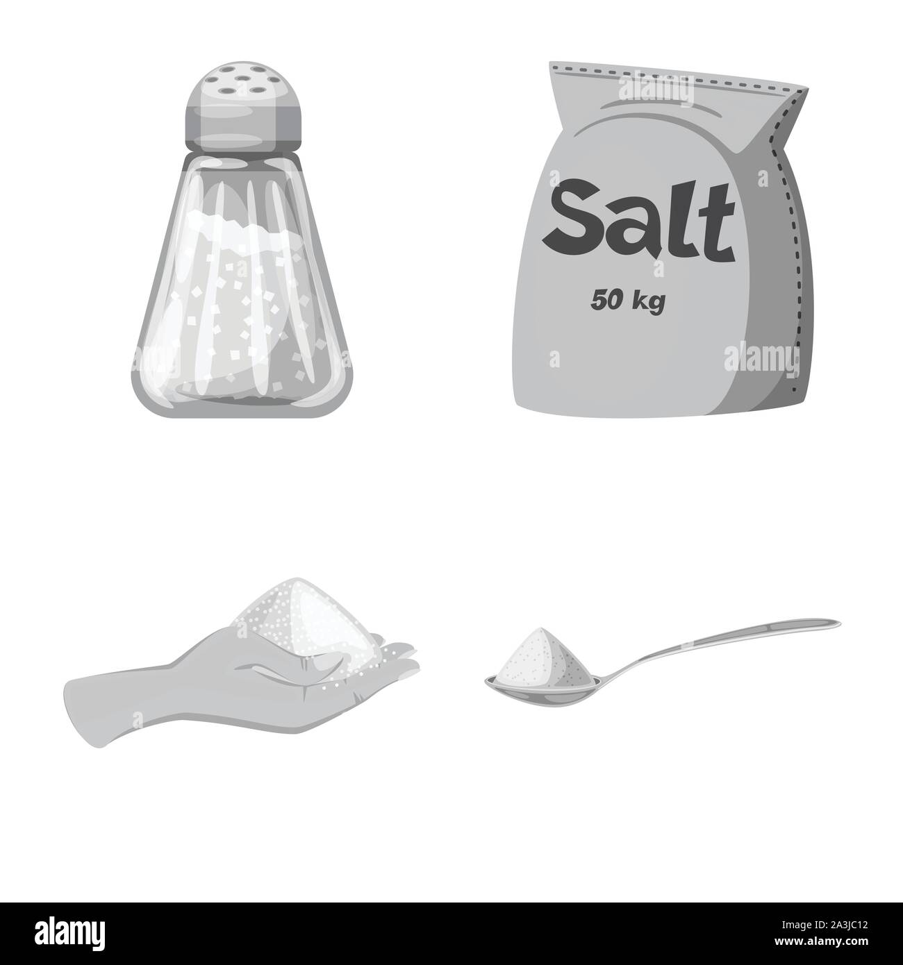 Vector illustration of salt and food logo. Collection of salt and ...