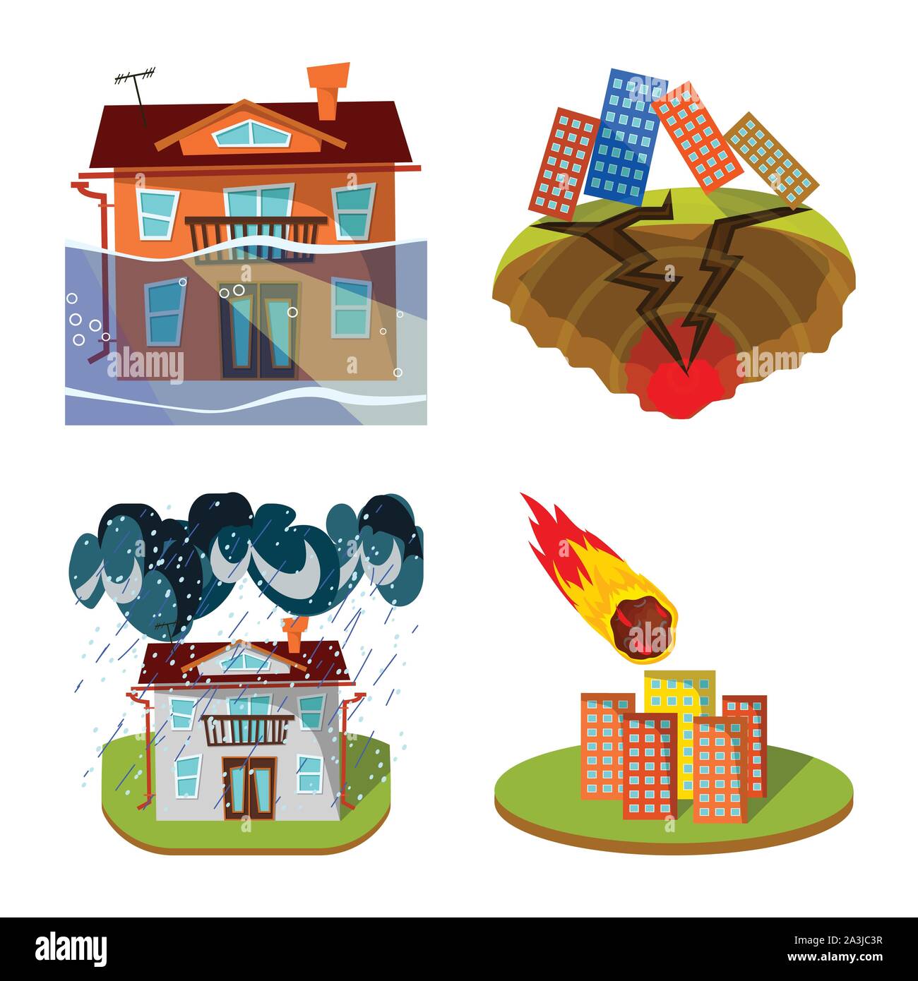 Vector design of cataclysm and disaster icon. Collection of cataclysm ...