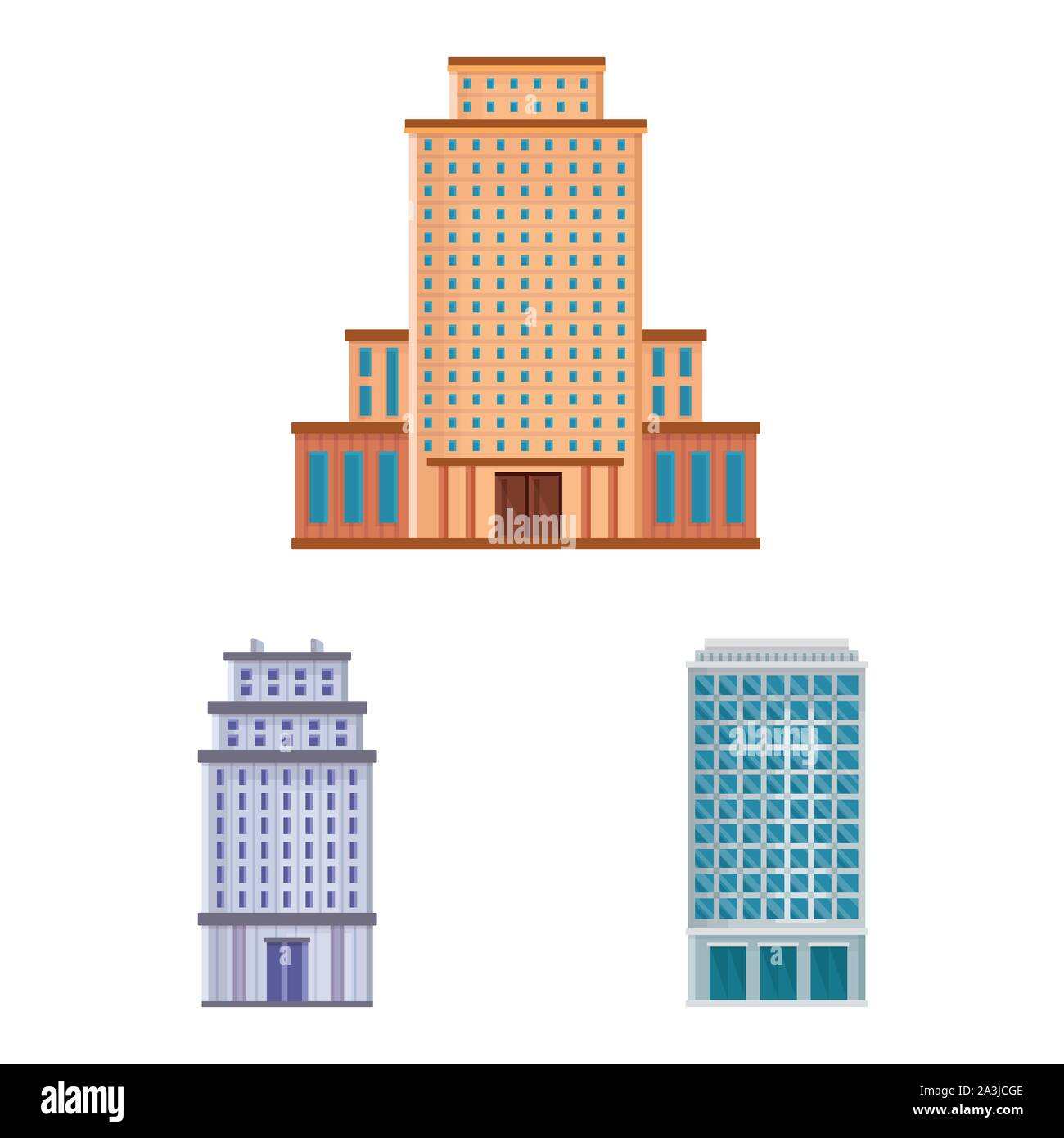 Vector design of facade and building symbol. Collection of facade and ...