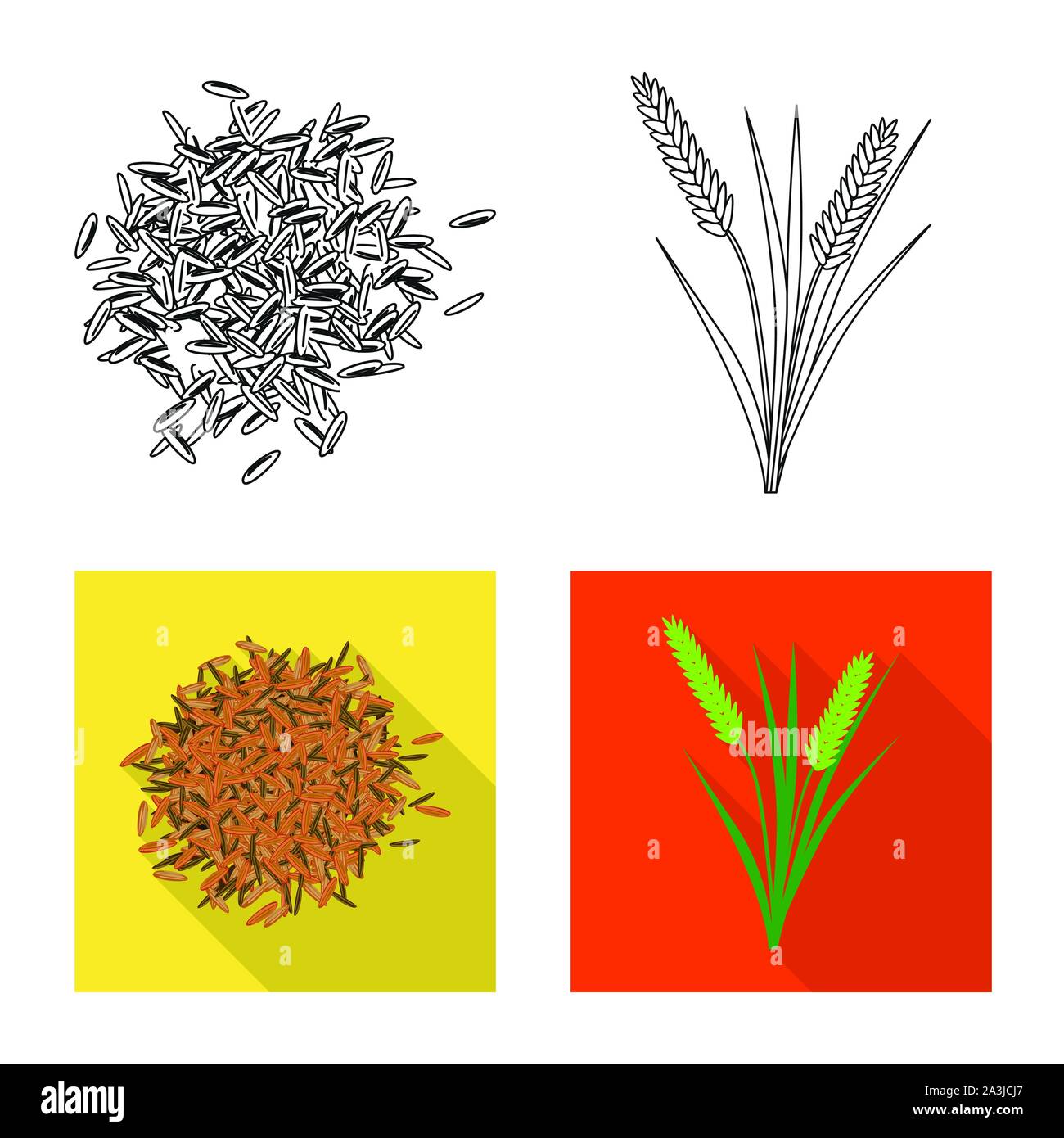Vector illustration of crop and ecological symbol. Set of crop and ...