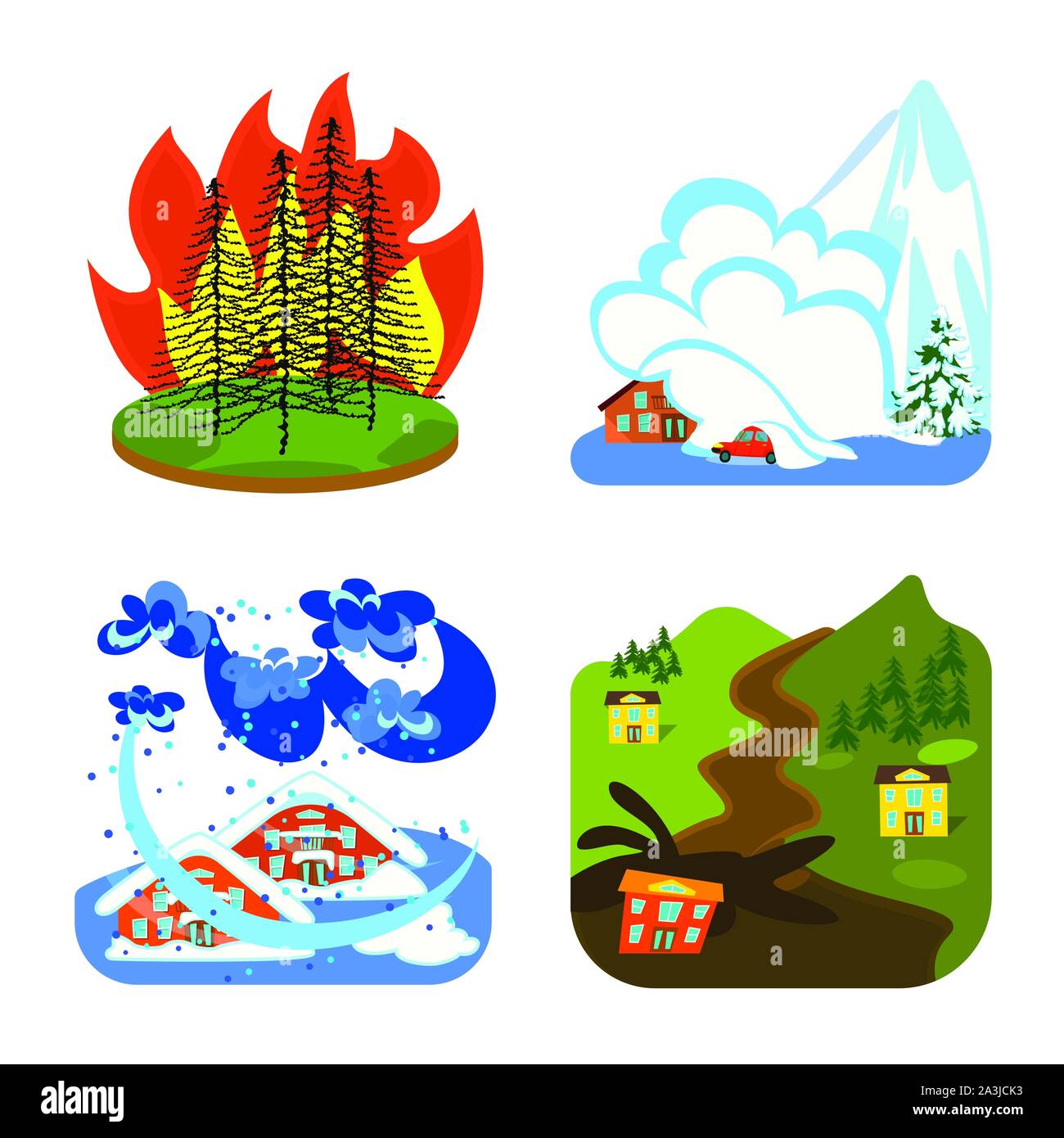 Vector illustration of cataclysm and disaster sign. Collection of ...