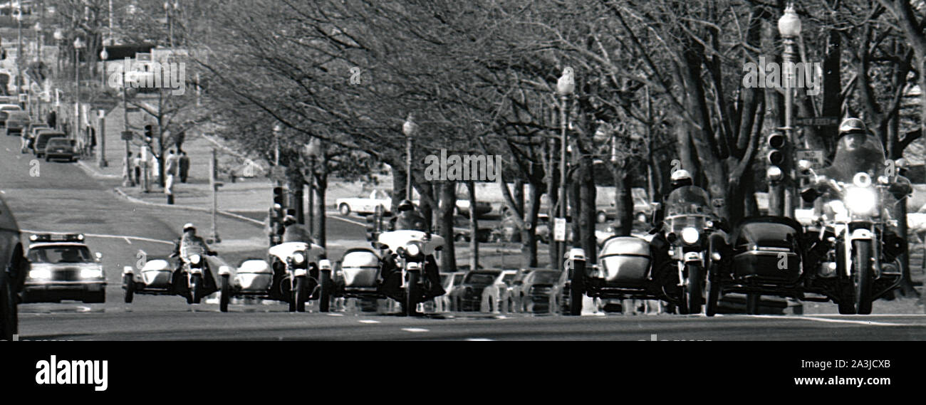 Washington DC., USA, February 2, 1984Motorcade with President Ronald ...