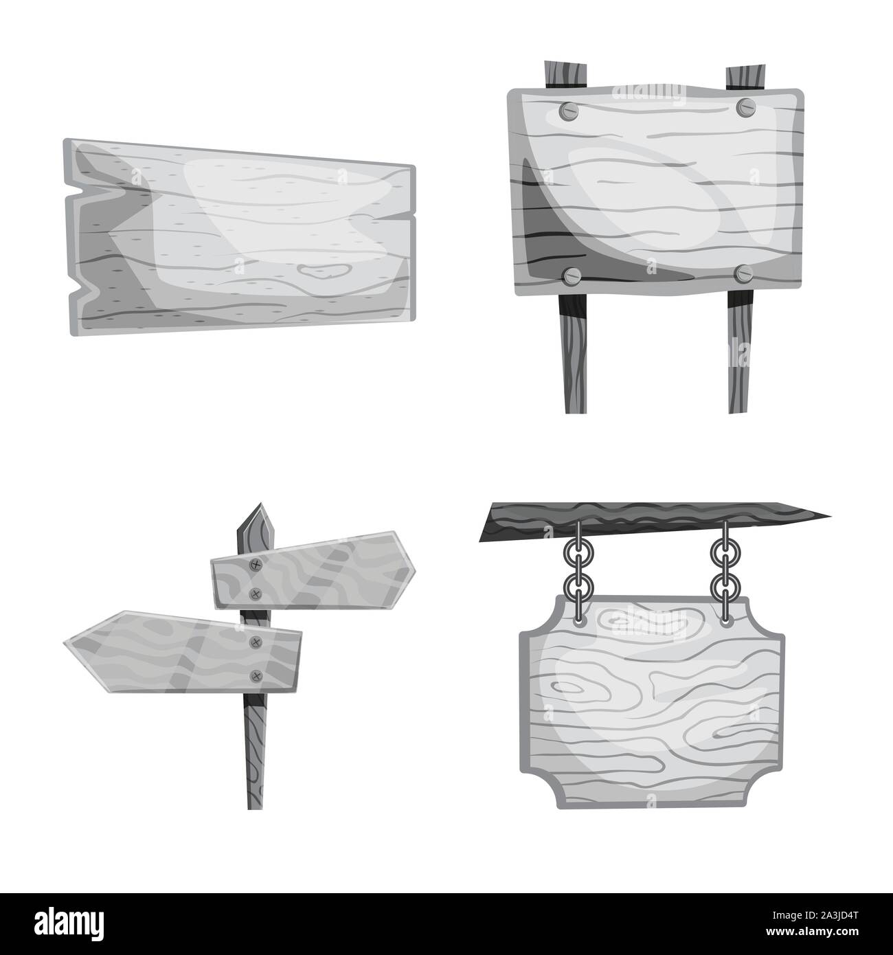 Isolated object of signboard and wood sign. Set of signboard and tree ...