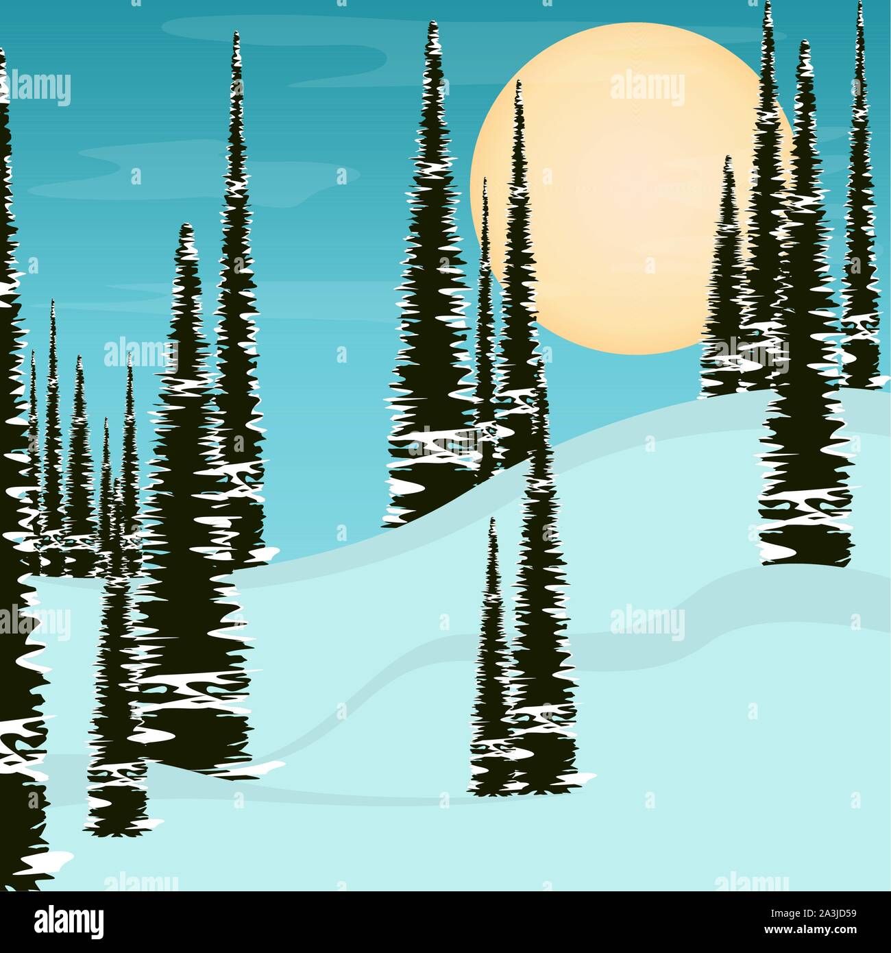 Beautiful winter natural landscape image - Vector illustration Stock ...