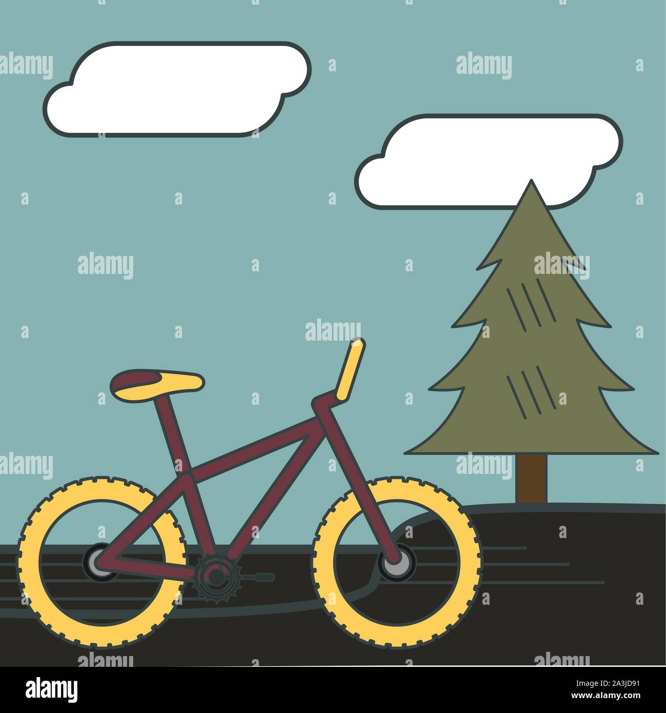 Bicycle over a natural landscape - Vector illustration Stock Vector ...