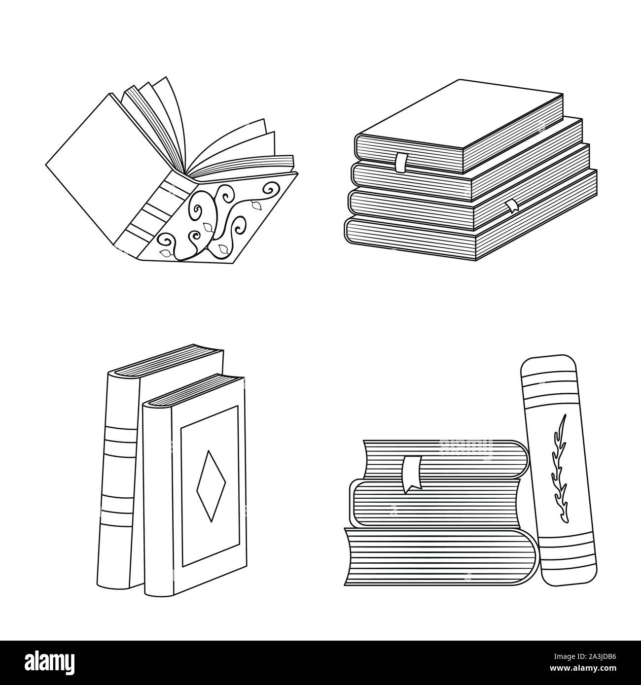 Vector illustration of study and literature sign. Collection of study ...