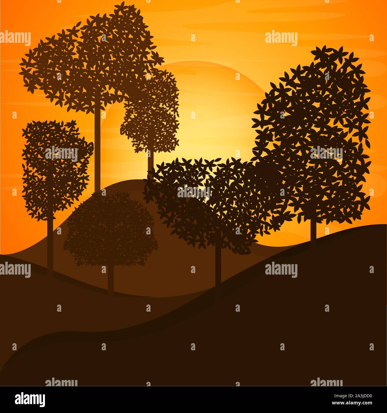 Beautiful sunset image. Natural landscape - Vector illustration Stock ...