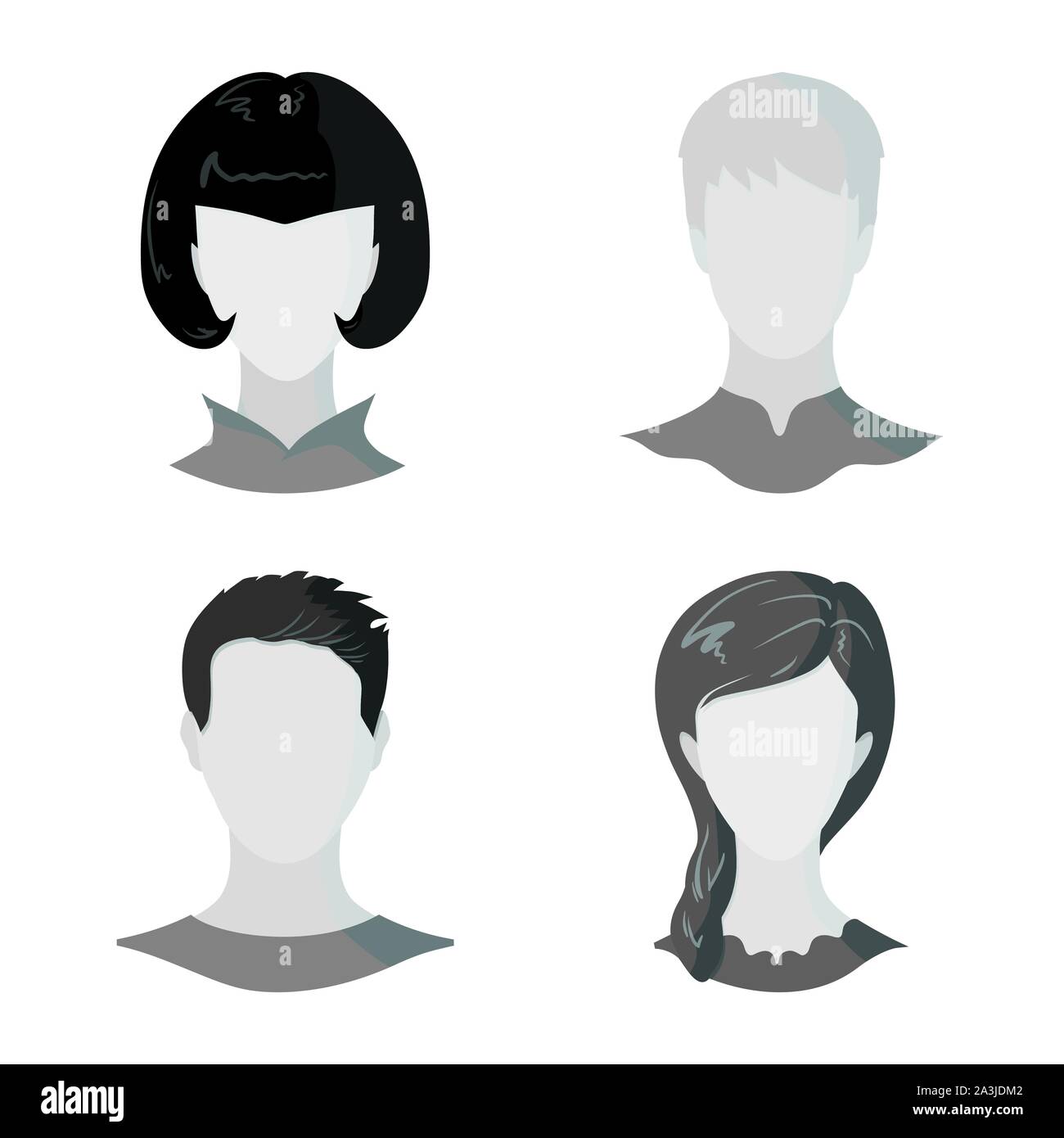 Vector illustration of character and profile logo. Set of character and ...