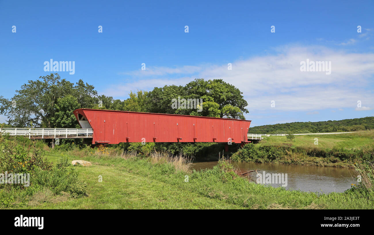 Hogback Covered Bridge over North River - Iowa Stock Photo - Alamy