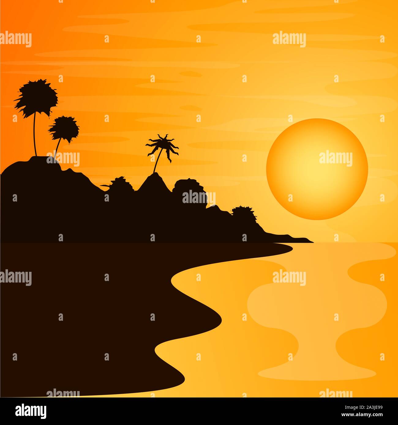 Beautiful sunset image. Natural landscape - Vector illustration Stock ...