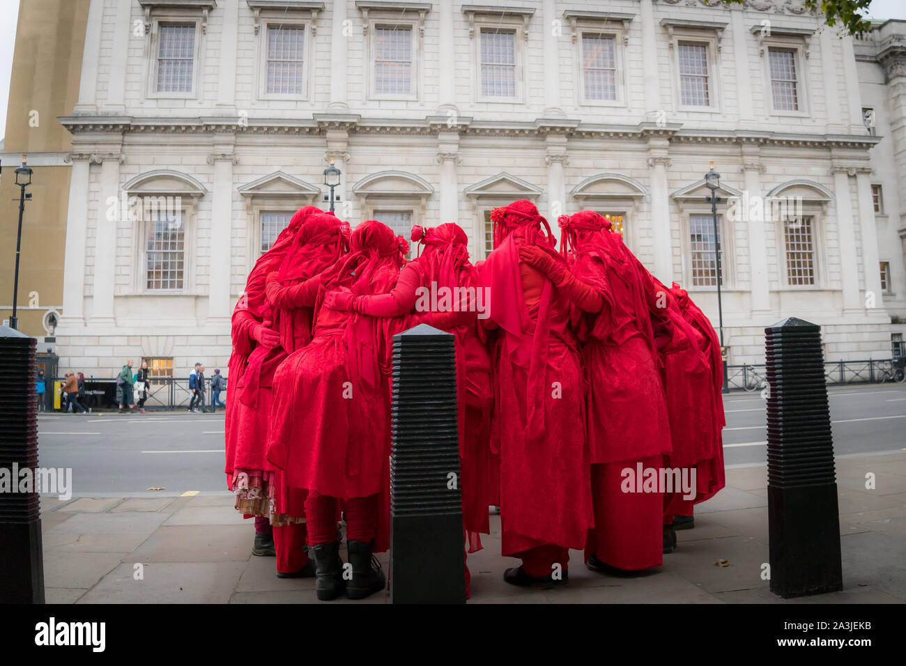 Whitehall, London, UK. - October 7, 2019 - XR ptotests - "Red Brigade ...