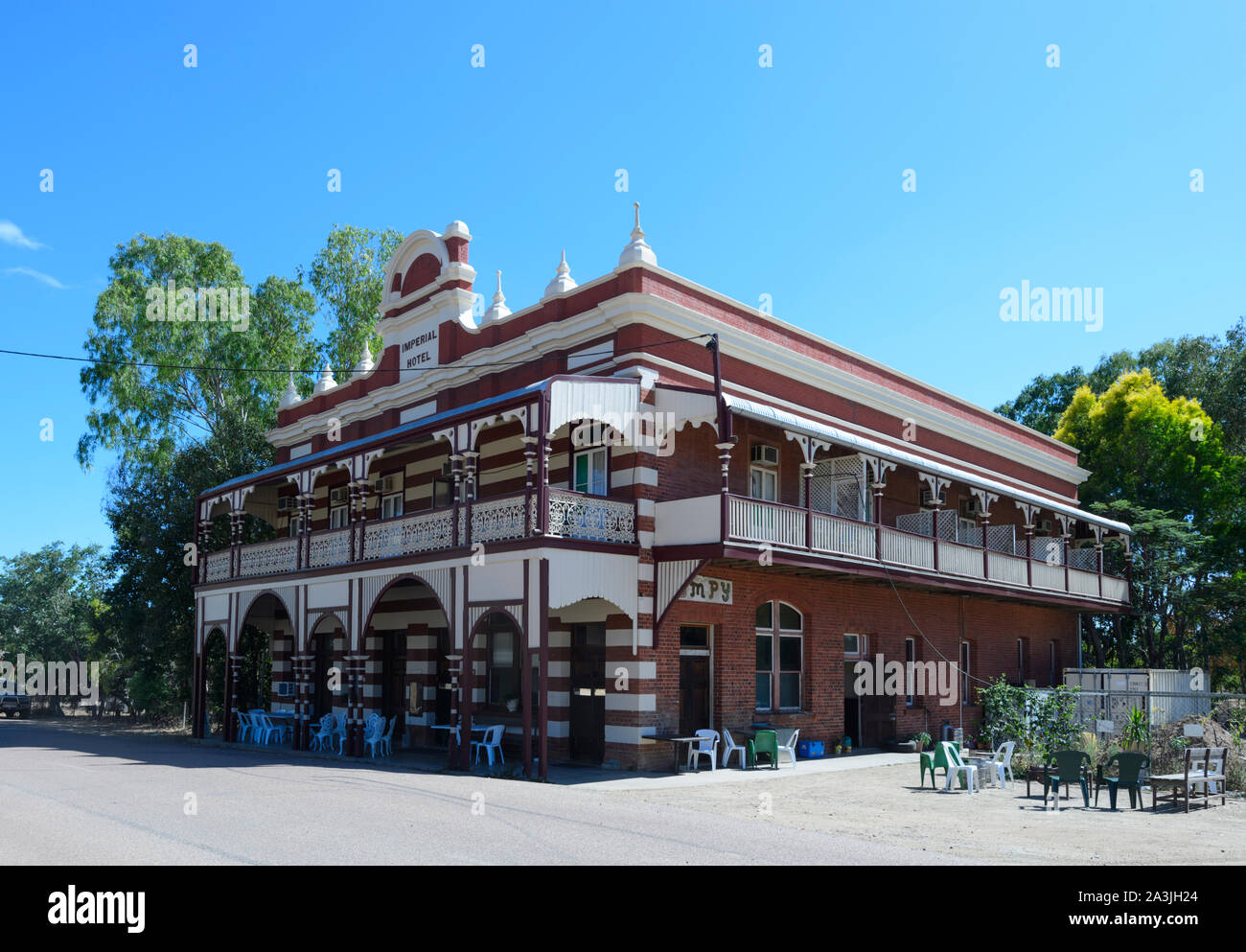 The old historic Imperial Hotel in the small rural town of Ravenswood ...