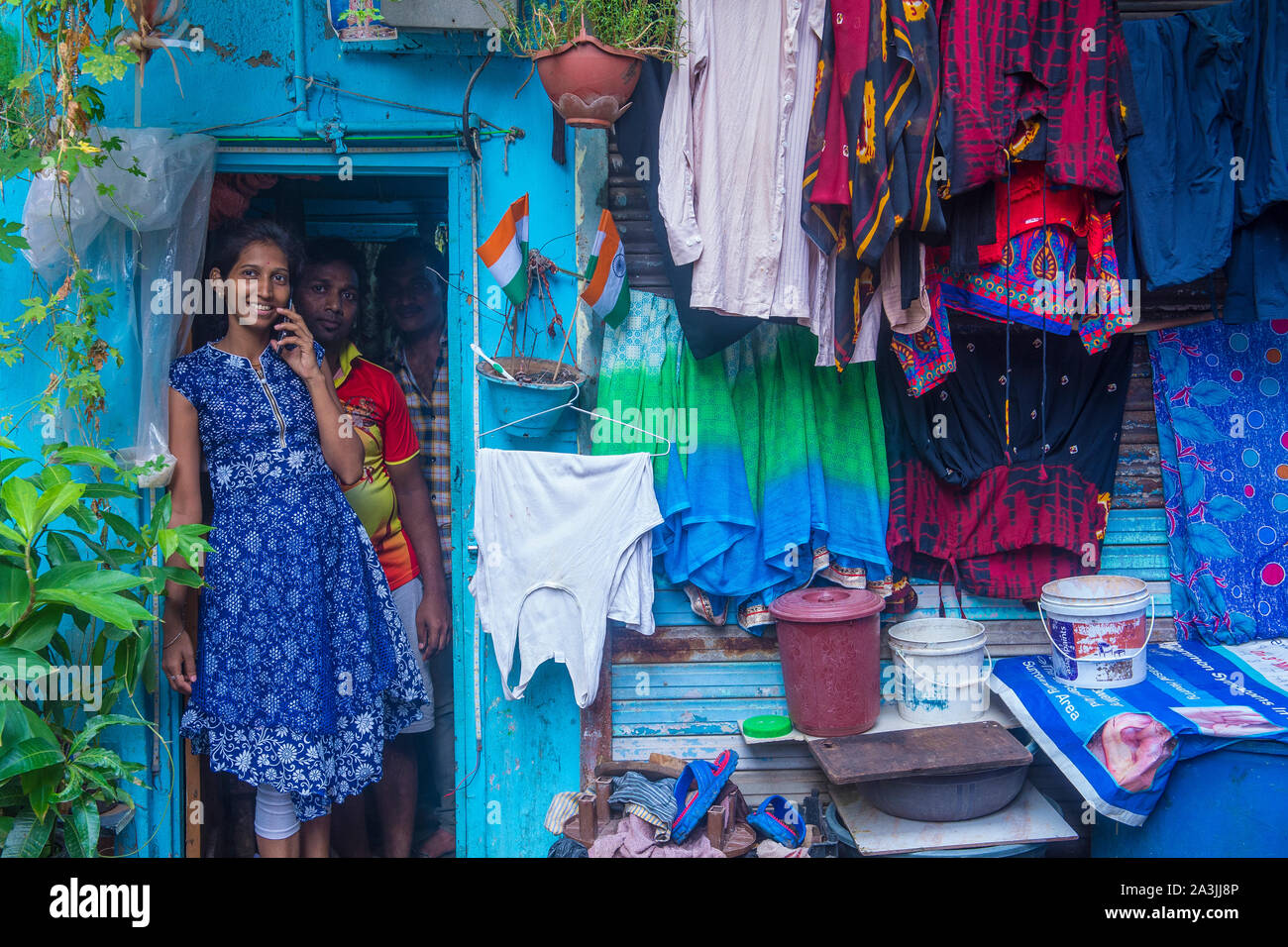 Indian woman in slum town hi-res stock photography and images - Alamy