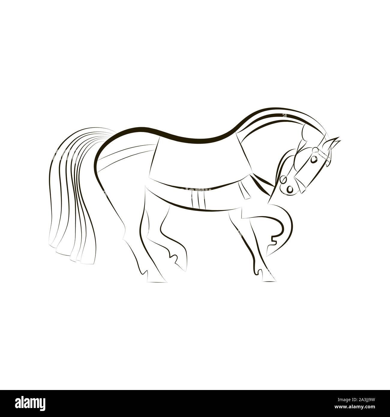 Horse silhouette isolated on white. Black and white vector stallion ... Horse silhouette isolated on white. Black and white vector stallion ...