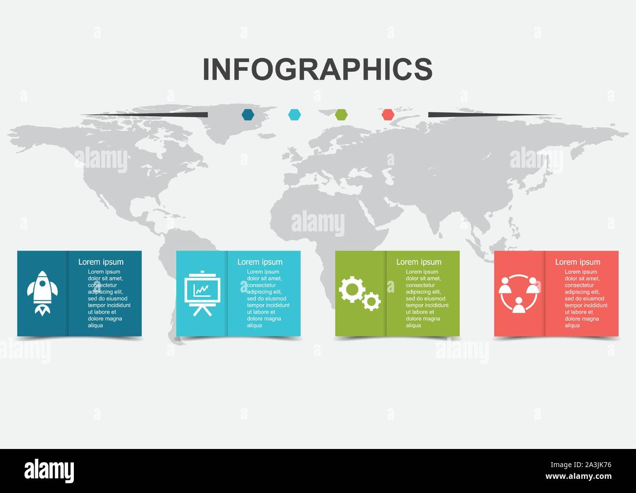Infographic design template of 4 regtangles with shadow, stock vector ...