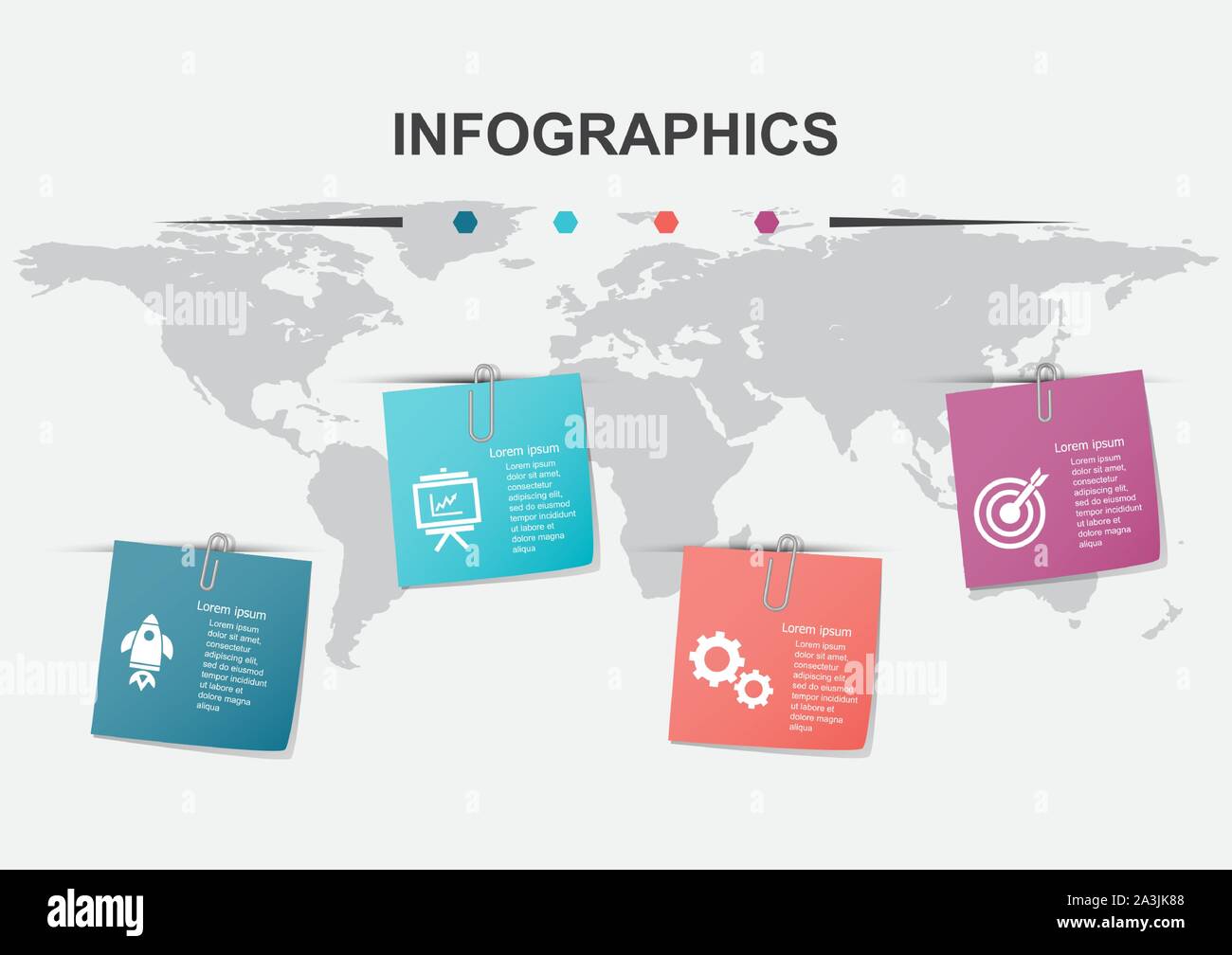 Infographic design template with note papers, stock vector Stock Vector ...