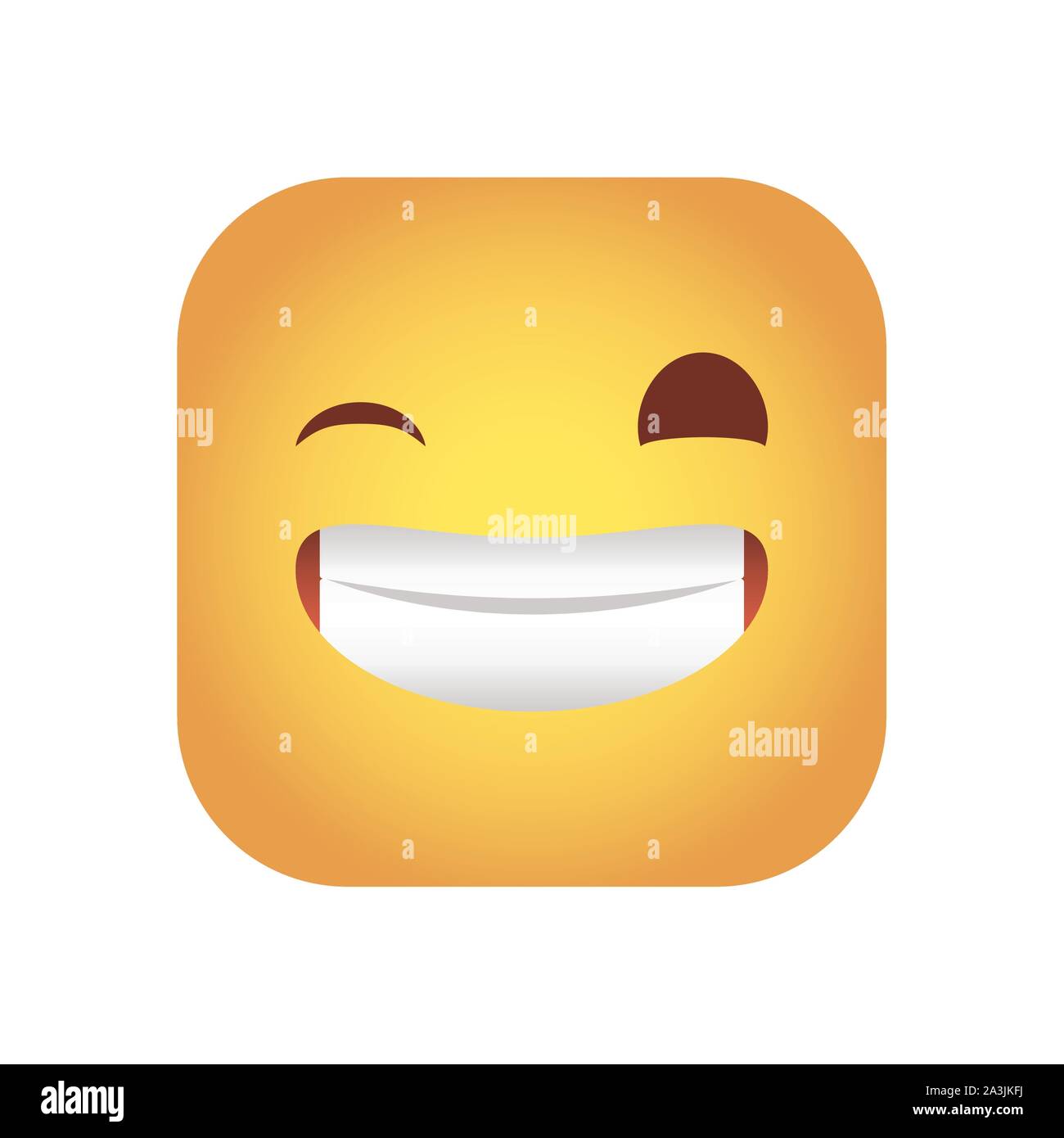 square emoticon happy face character icon Stock Vector Image & Art - Alamy