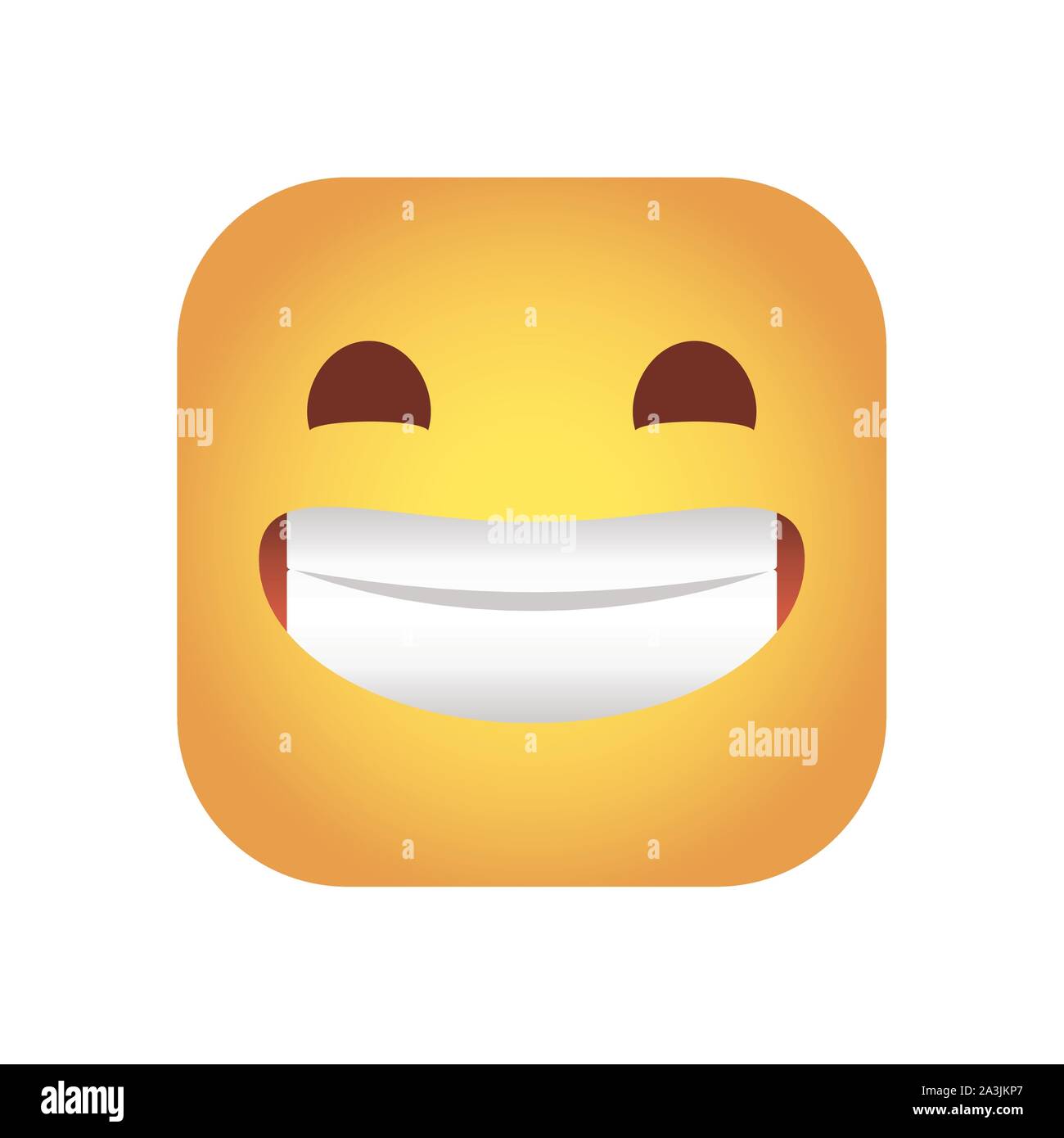 square emoticon happy face character icon Stock Vector Image & Art - Alamy