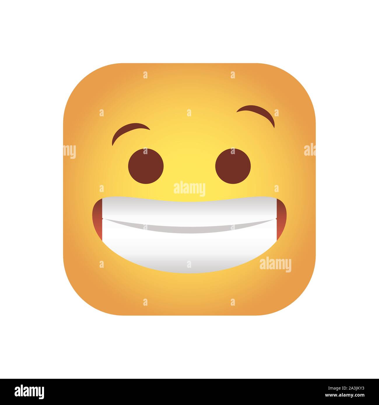 square emoticon happy face character icon Stock Vector Image & Art - Alamy