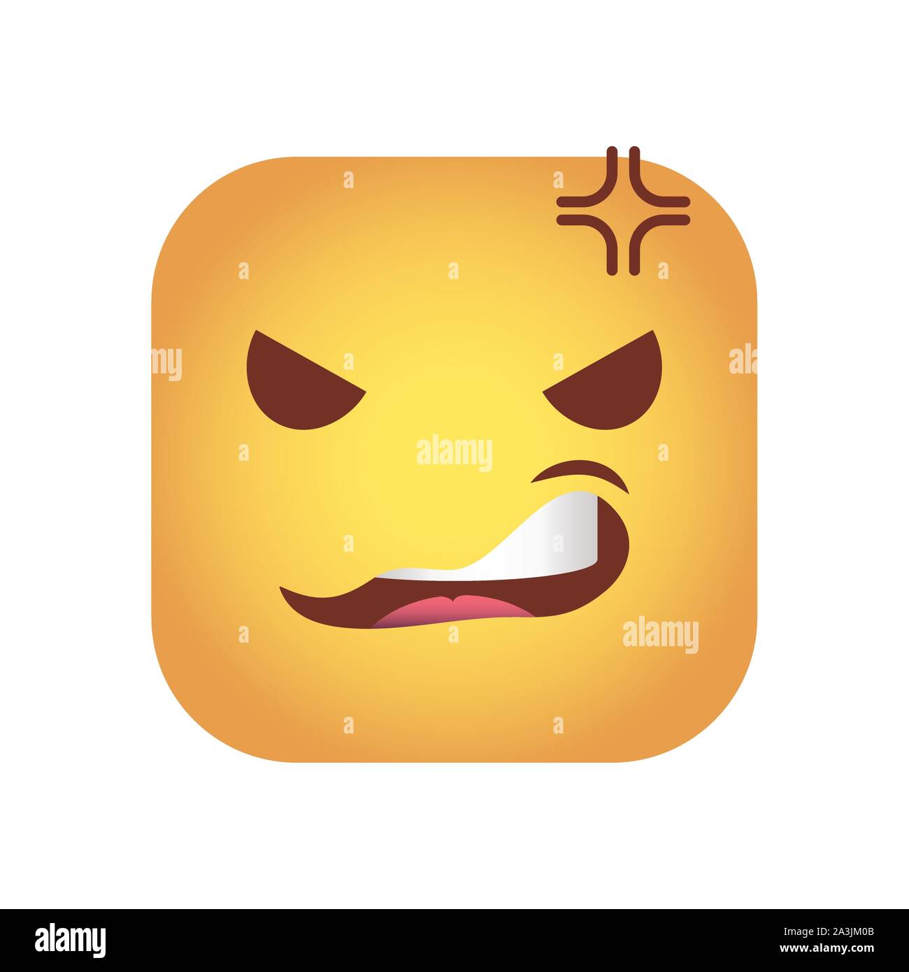 square emoticon angry face character icon Stock Vector Image & Art - Alamy