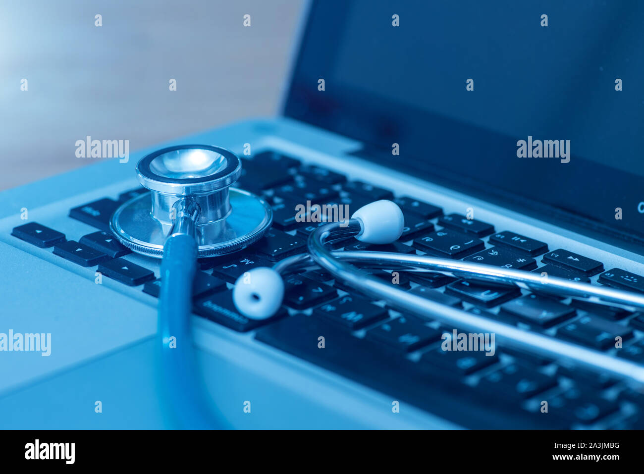 Computer or data analysis - Stethoscope over a laptop computer keyboard ... Computer or data analysis - Stethoscope over a laptop computer keyboard ...
