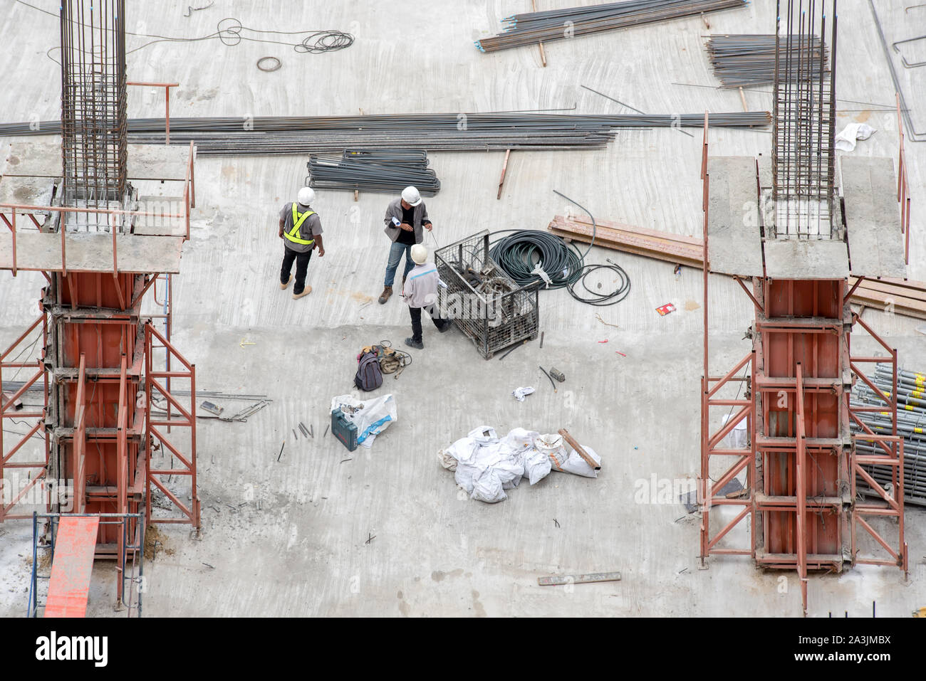 High angle construction workers Stock Photo - Alamy