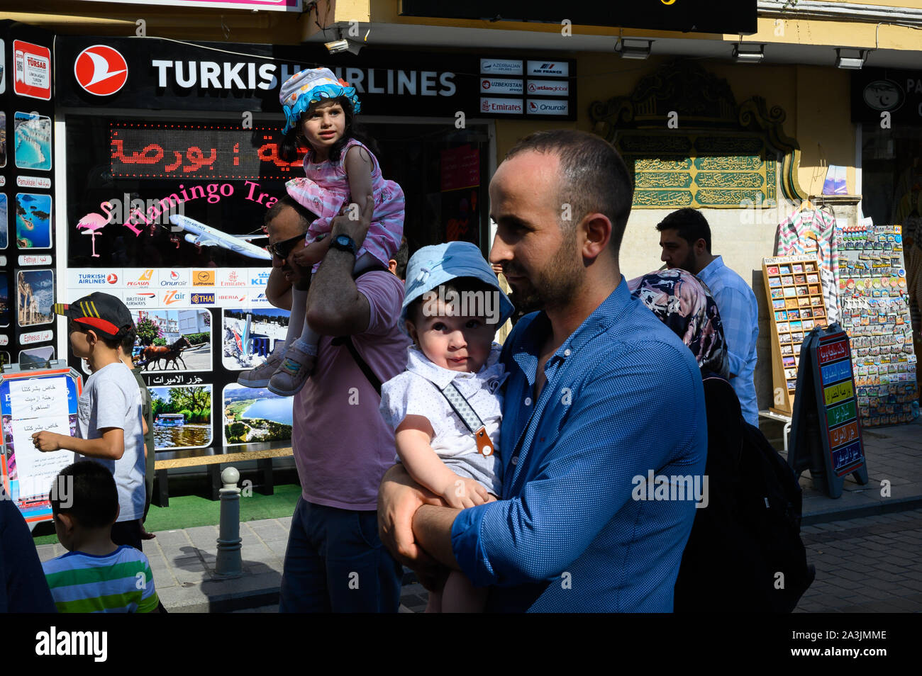 Turkish parents on a street in Sultanahmet, Istanbul, Turkey Stock ...