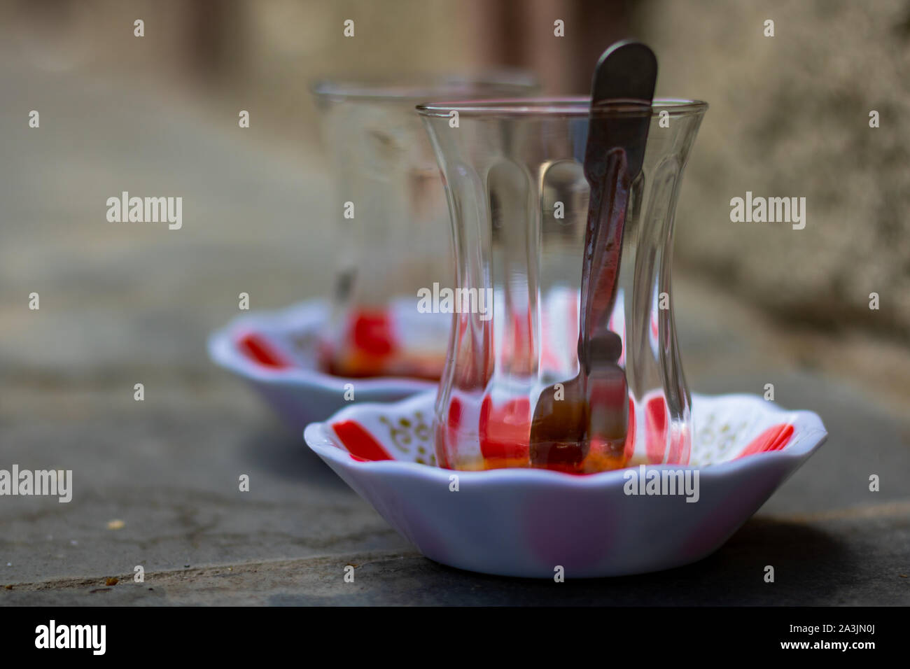 Empty tea glasses Stock Photo - Alamy