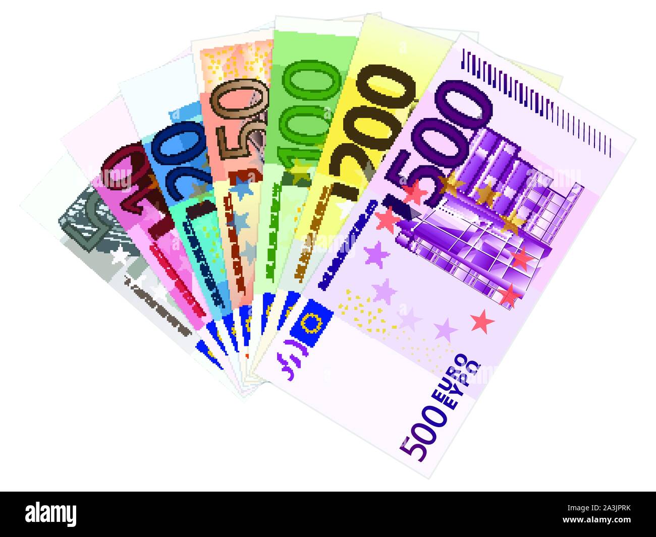 Euro banknotes on a white background. Vector illustration Stock Vector ...