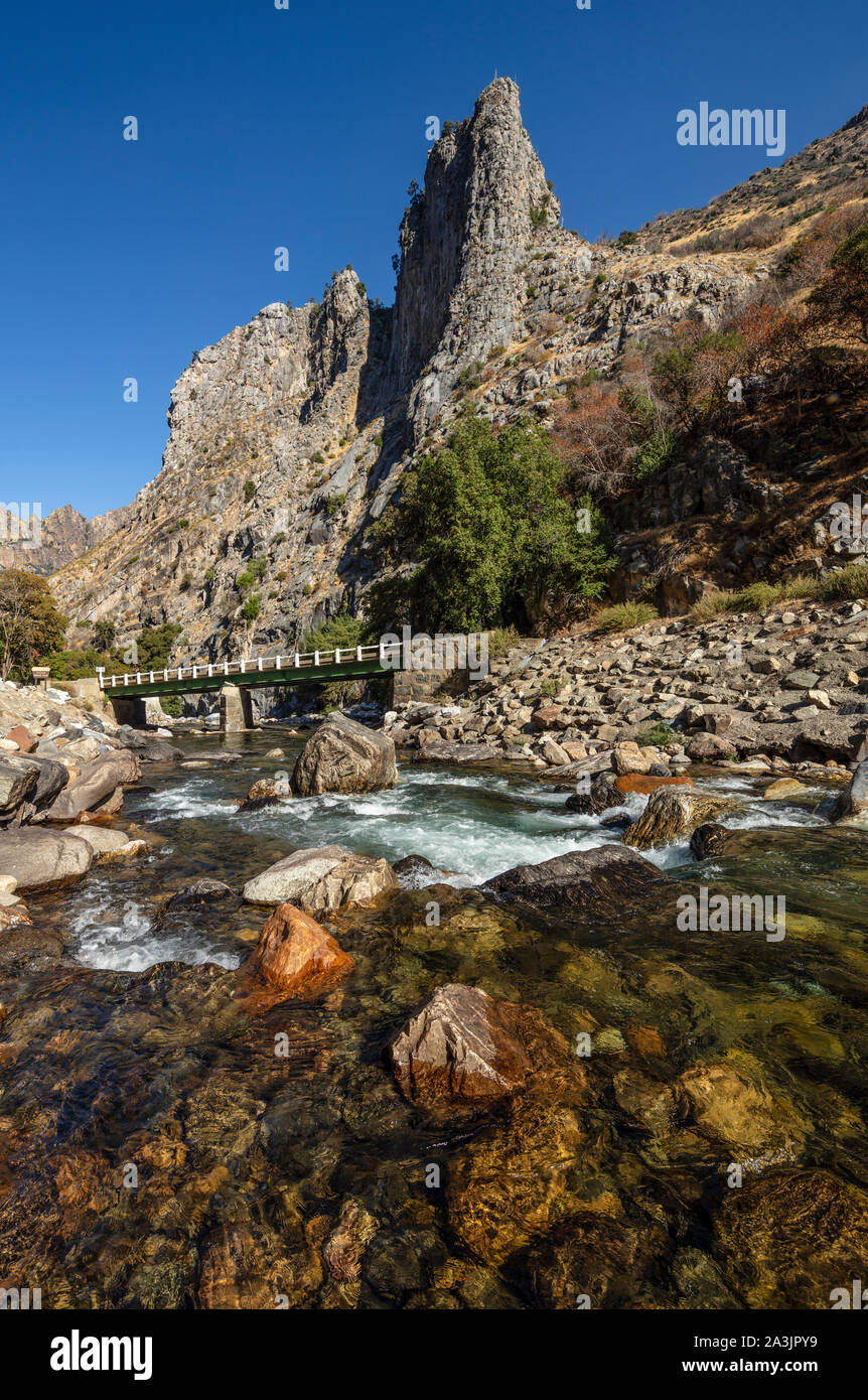 A view of Boyden Cave bridge over Kings River in Kings Canyon National ...