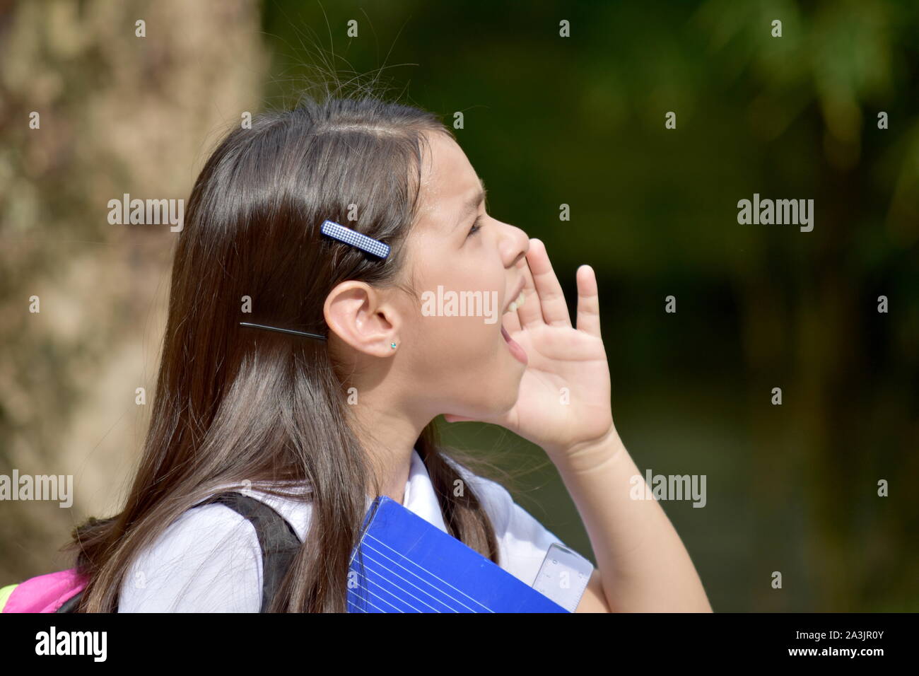 Child Girl Student Shouting Wearing Uniform Stock Photo - Alamy
