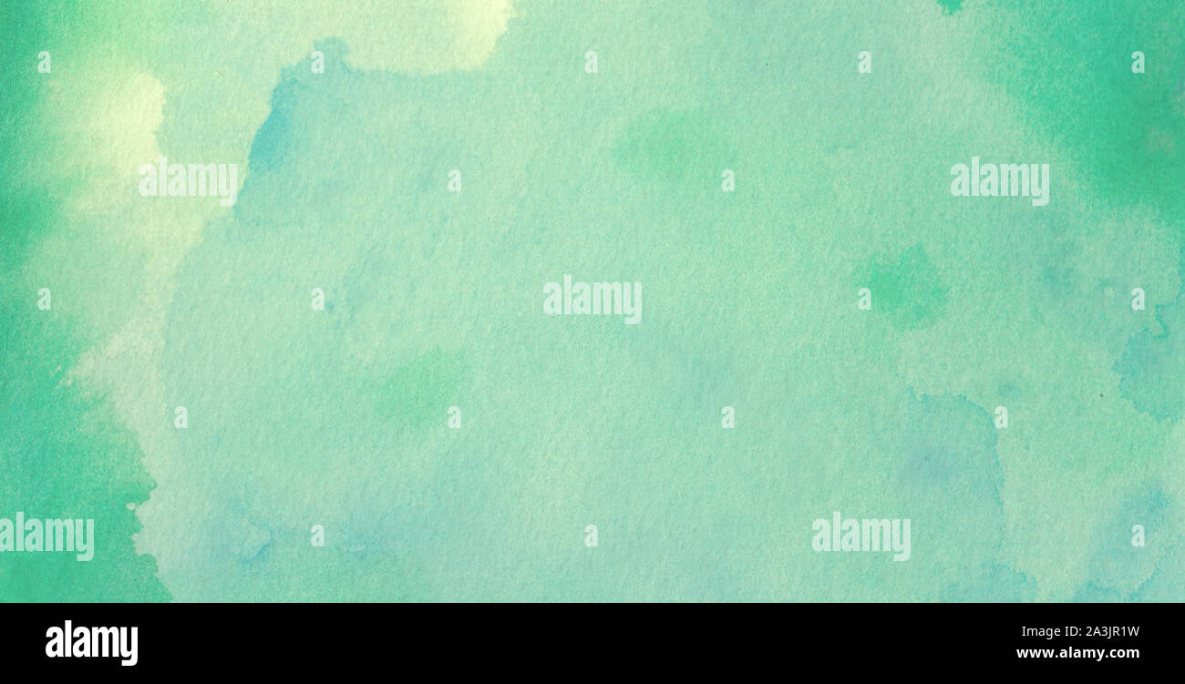 Blue green watercolor paint splash or blotch background with fringe ...