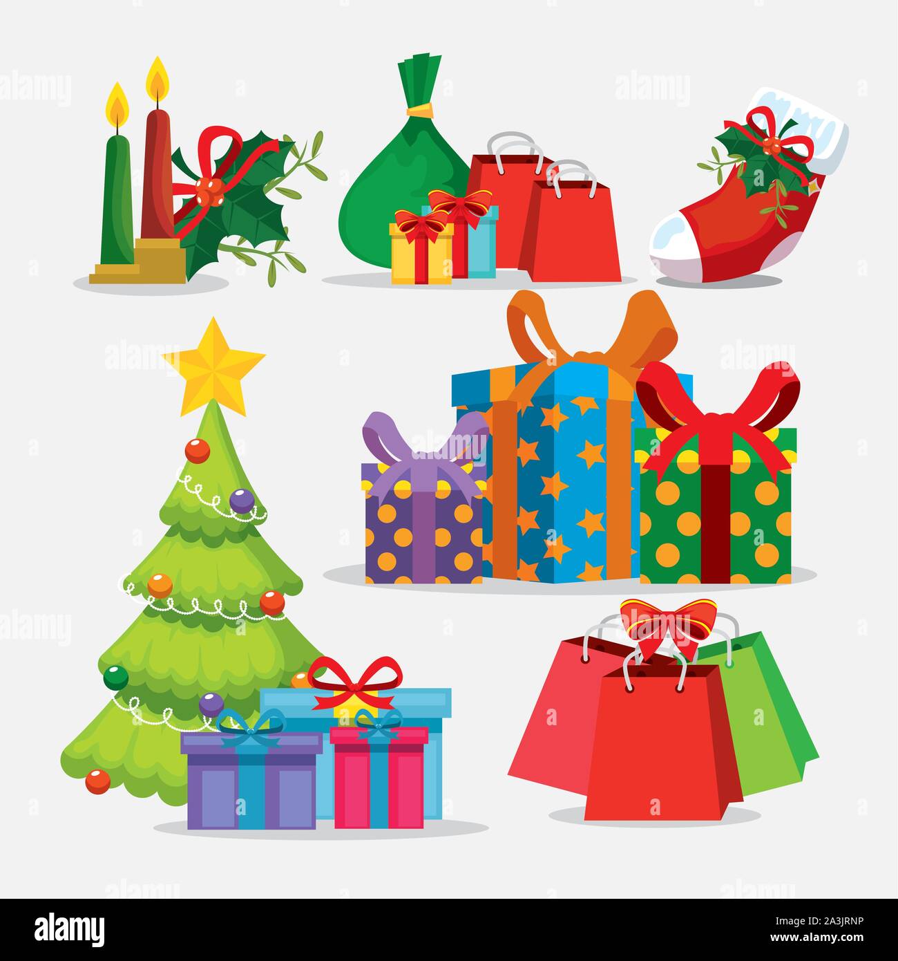 bundle christmas tree and set icons Stock Vector Image & Art - Alamy
