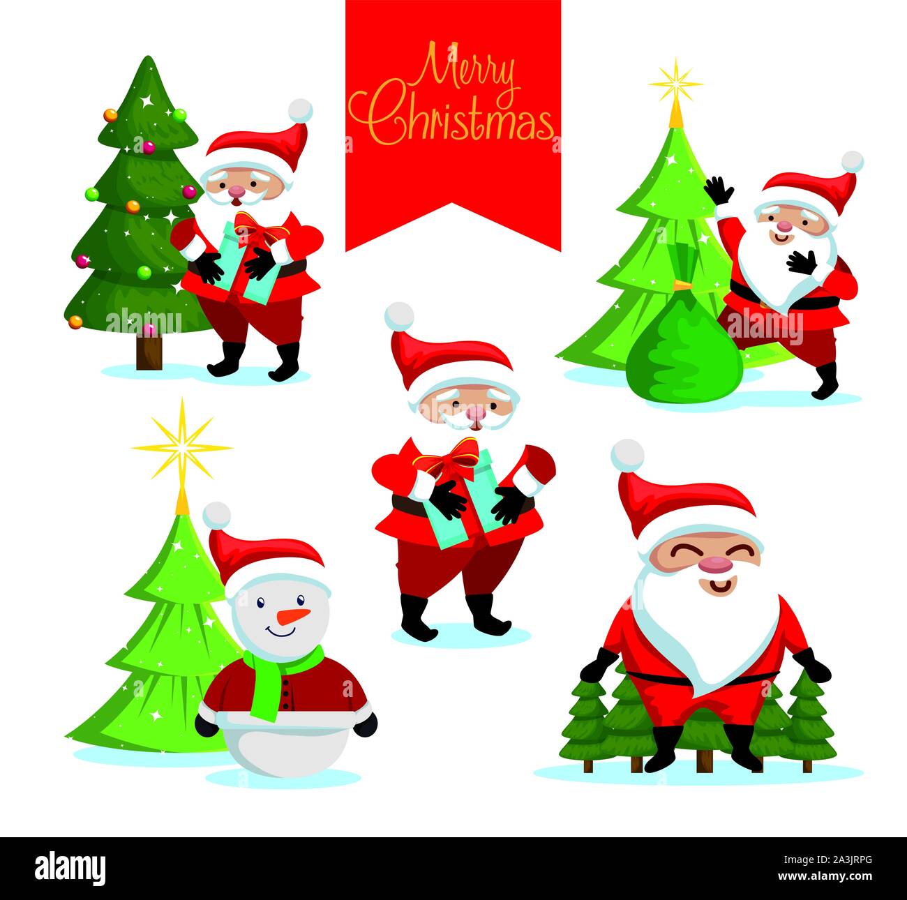 bundle christmas with santa claus and snowman Stock Vector Image & Art ...