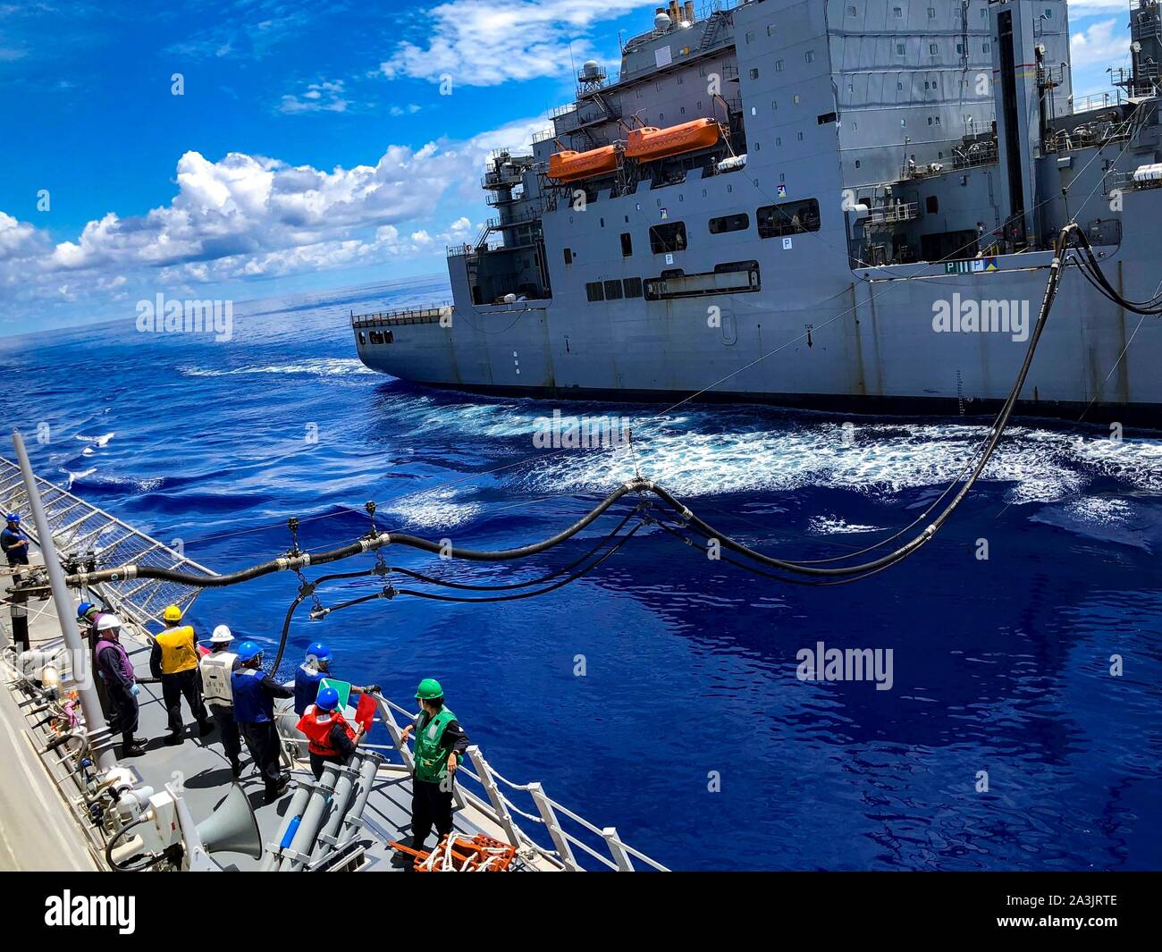191004-N-IM449-1008 PHILIPPINE SEA (Oct. 4, 2019) Sailors refuel ...