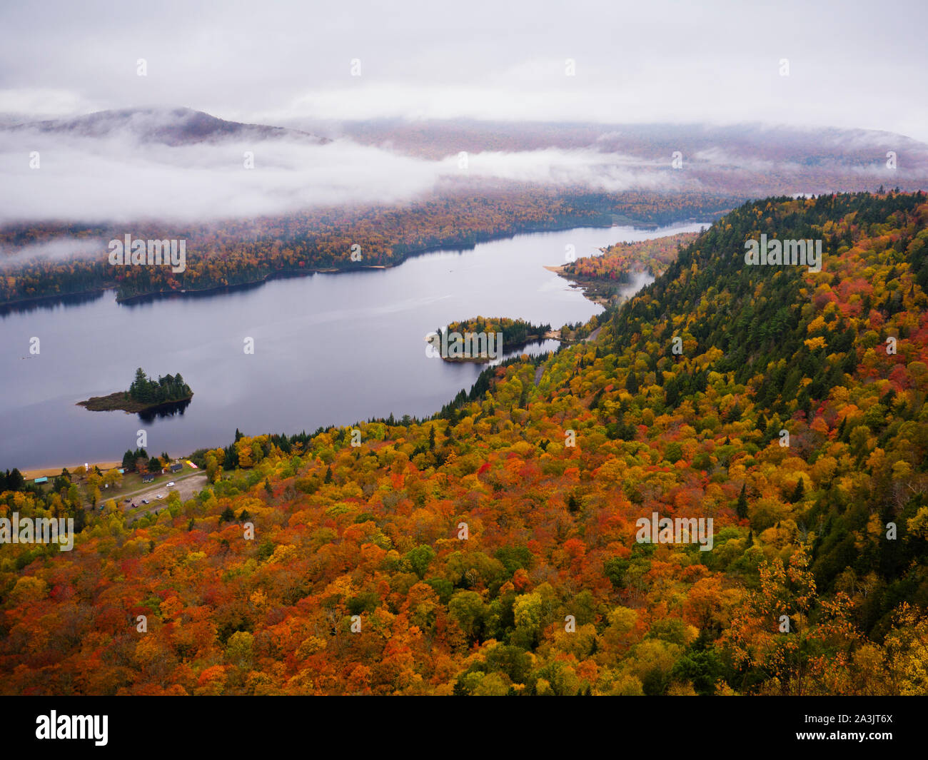 Fall colors in Quebec, in Mont Tremblant Provincial Park Stock Photo ...