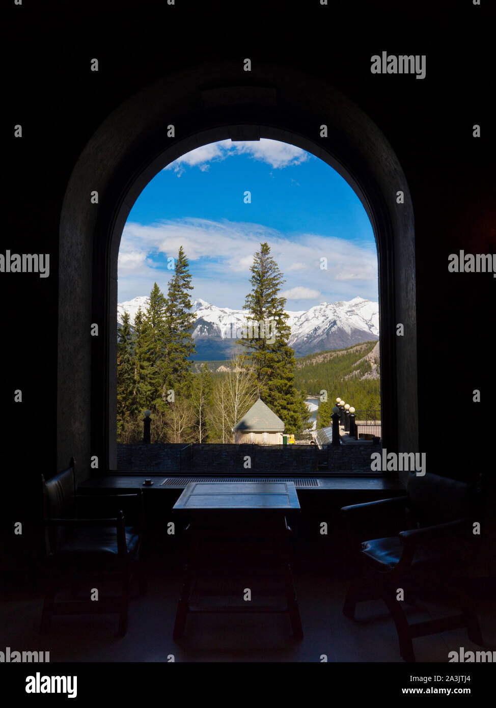 View from the window of Fairmont Banff Springs Hotel, Banff, Alberta ...
