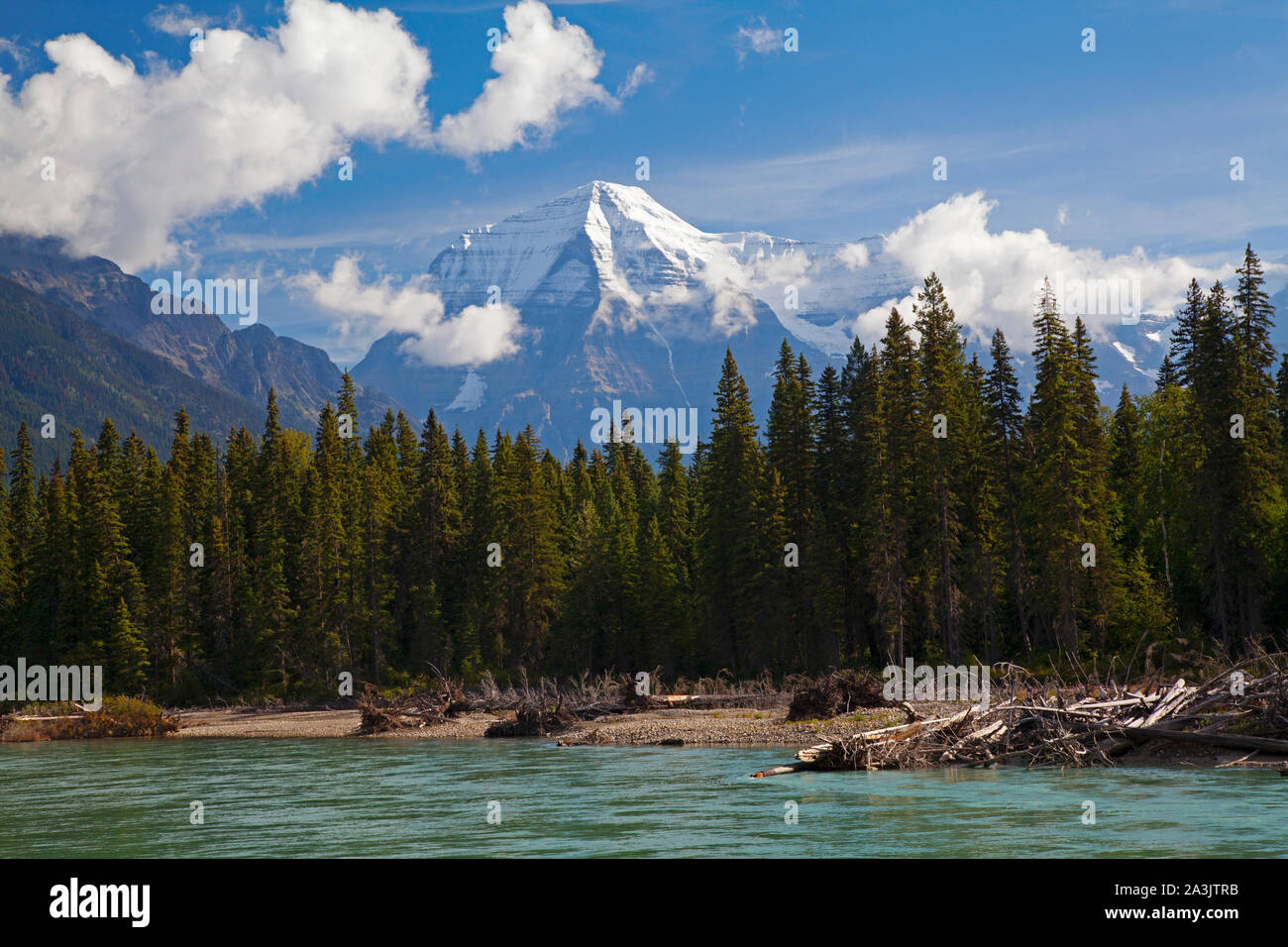 Mount Robson and river, BC, Canada Stock Photo - Alamy